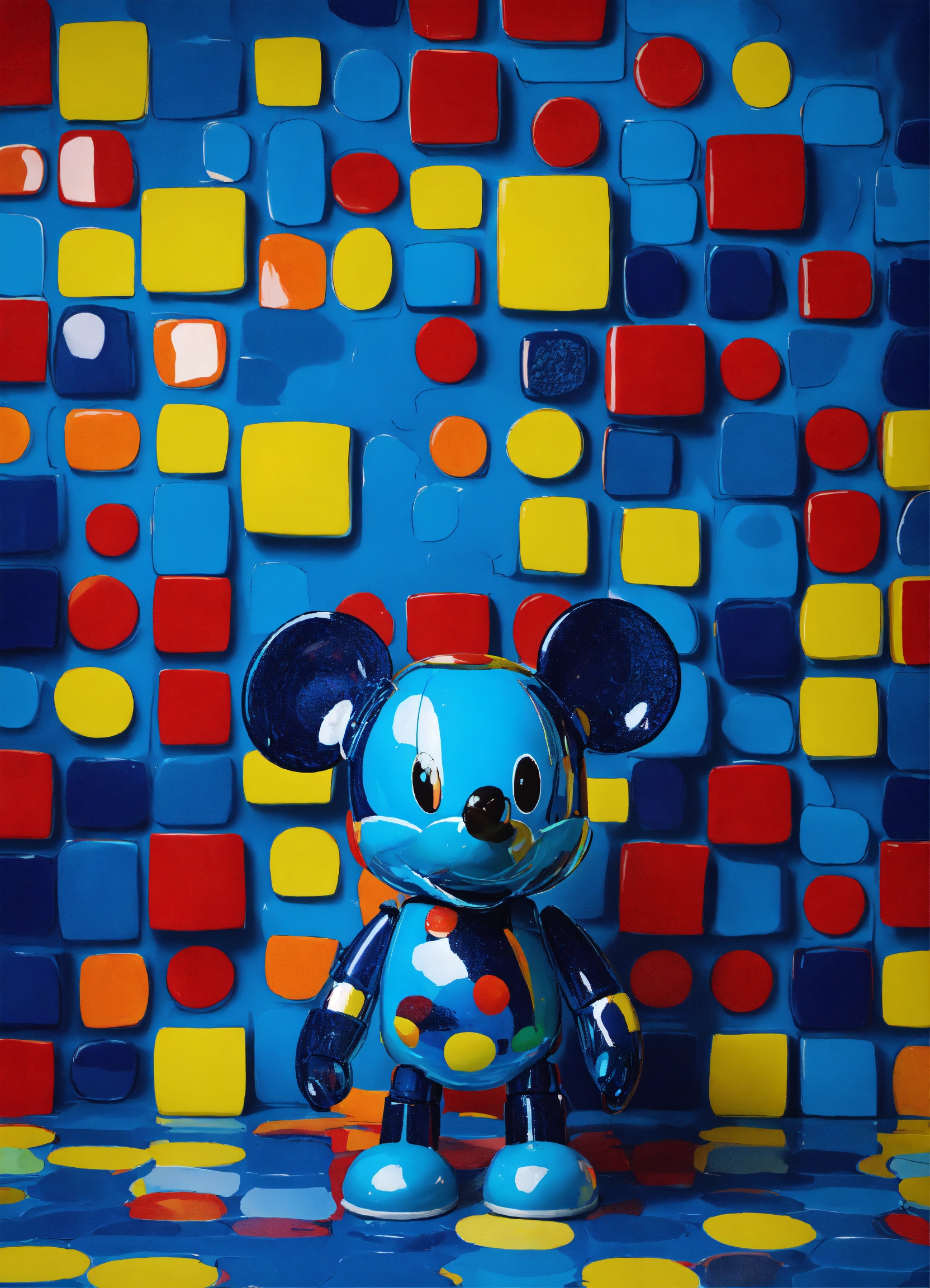Lexica - Mickey robot jeff koons murakami ceramics pop art blue background