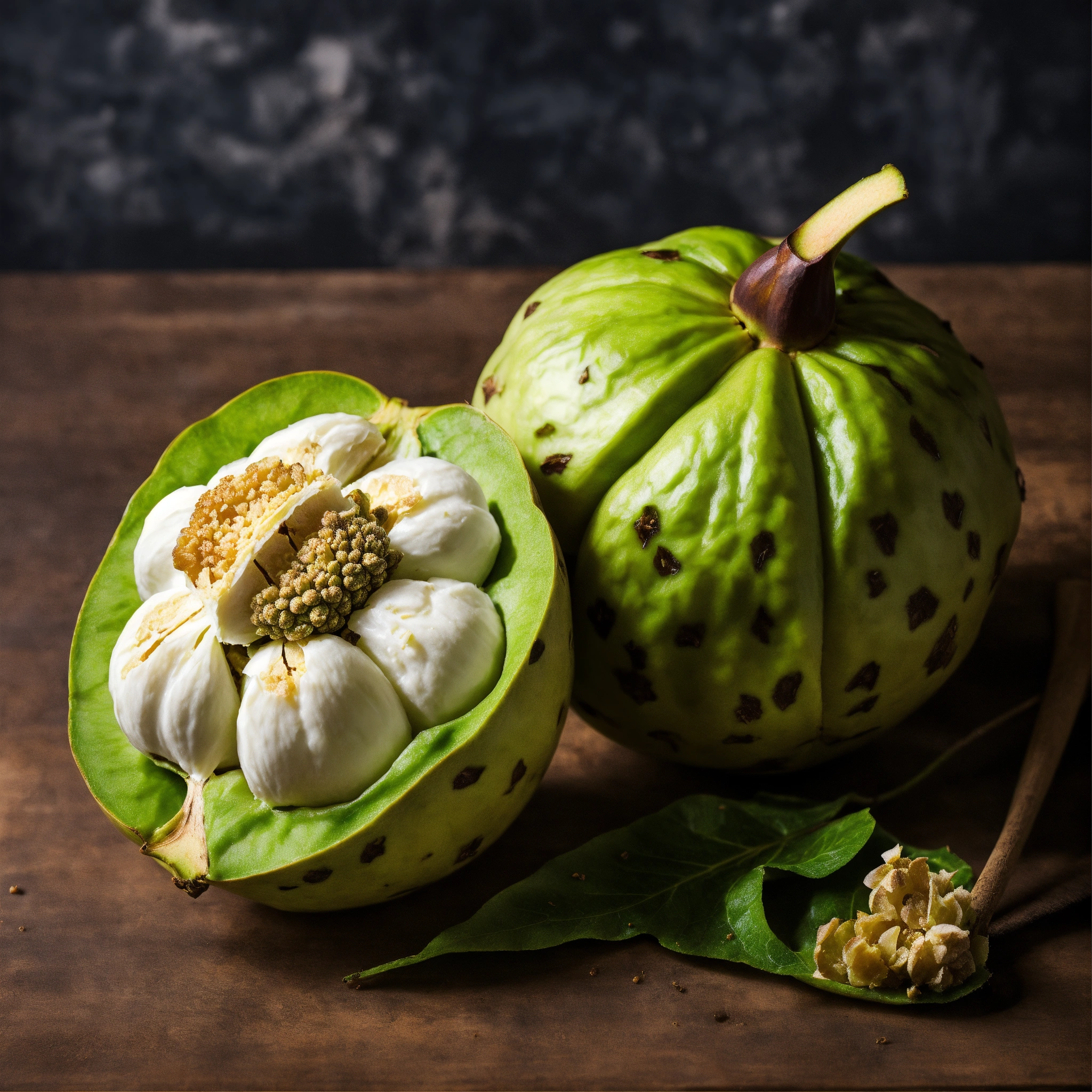 Lexica - Ripe cherimoya fruit in photo studio