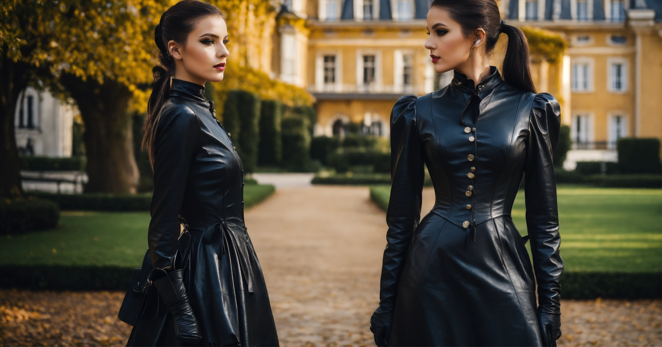 Lexica - Two stunning french seductress women fashion model, brunette ...