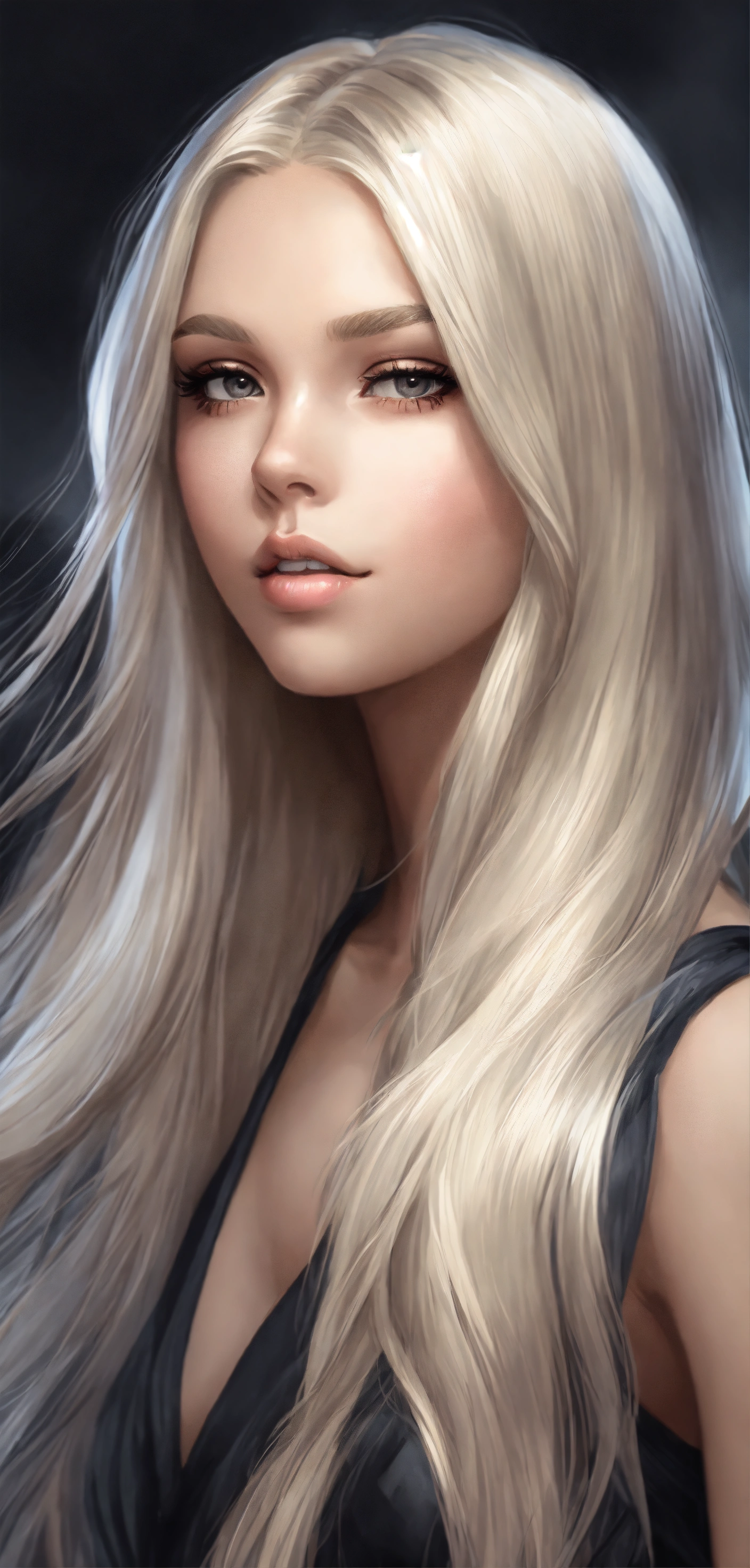 Lexica - Beautiful platinum grey blond young tween 2d drawing ...