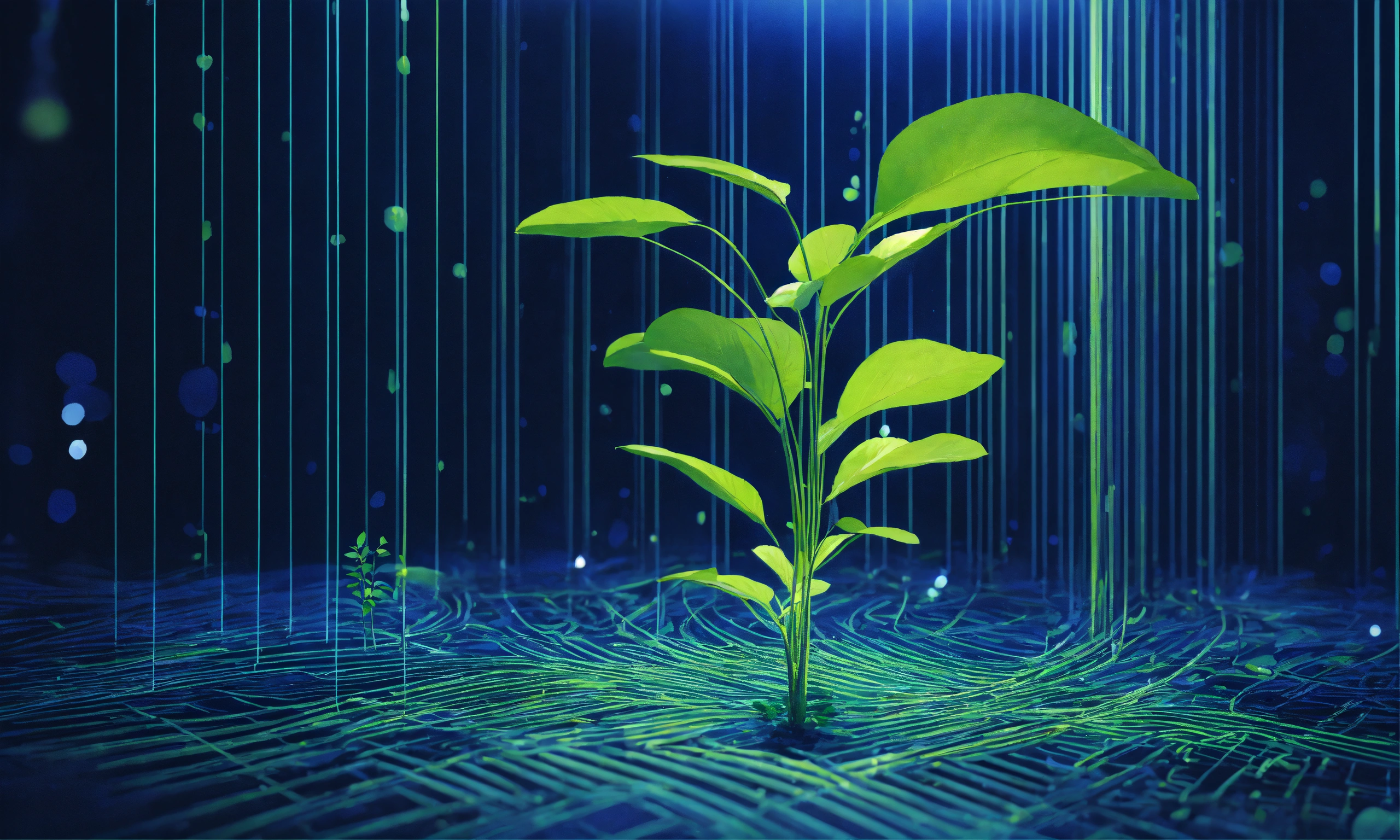 Lexica - Illustration of a growing plant into data lines maatrix in the ...