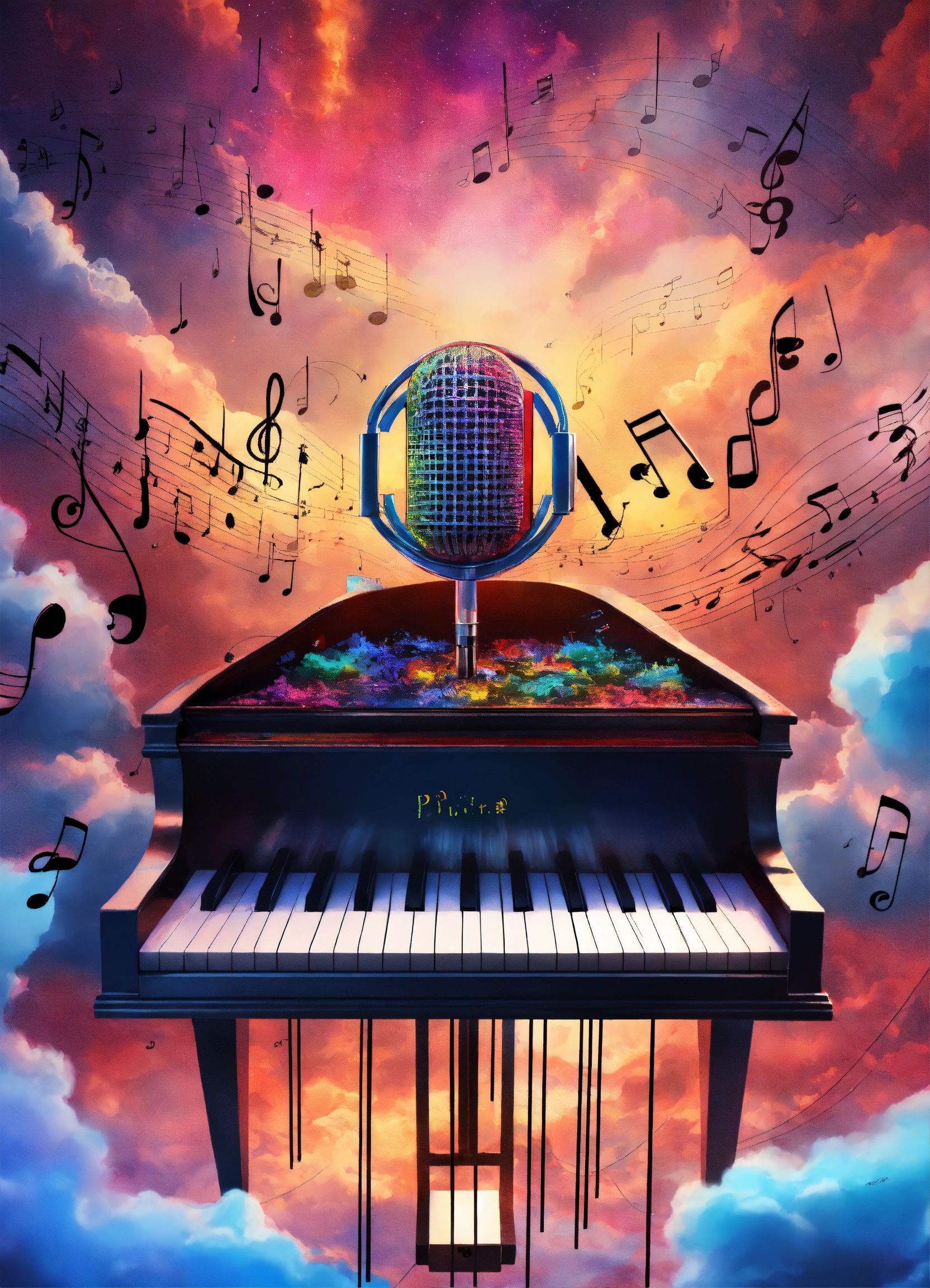 Lexica - A old fashion microphone infused into a floating piano ...