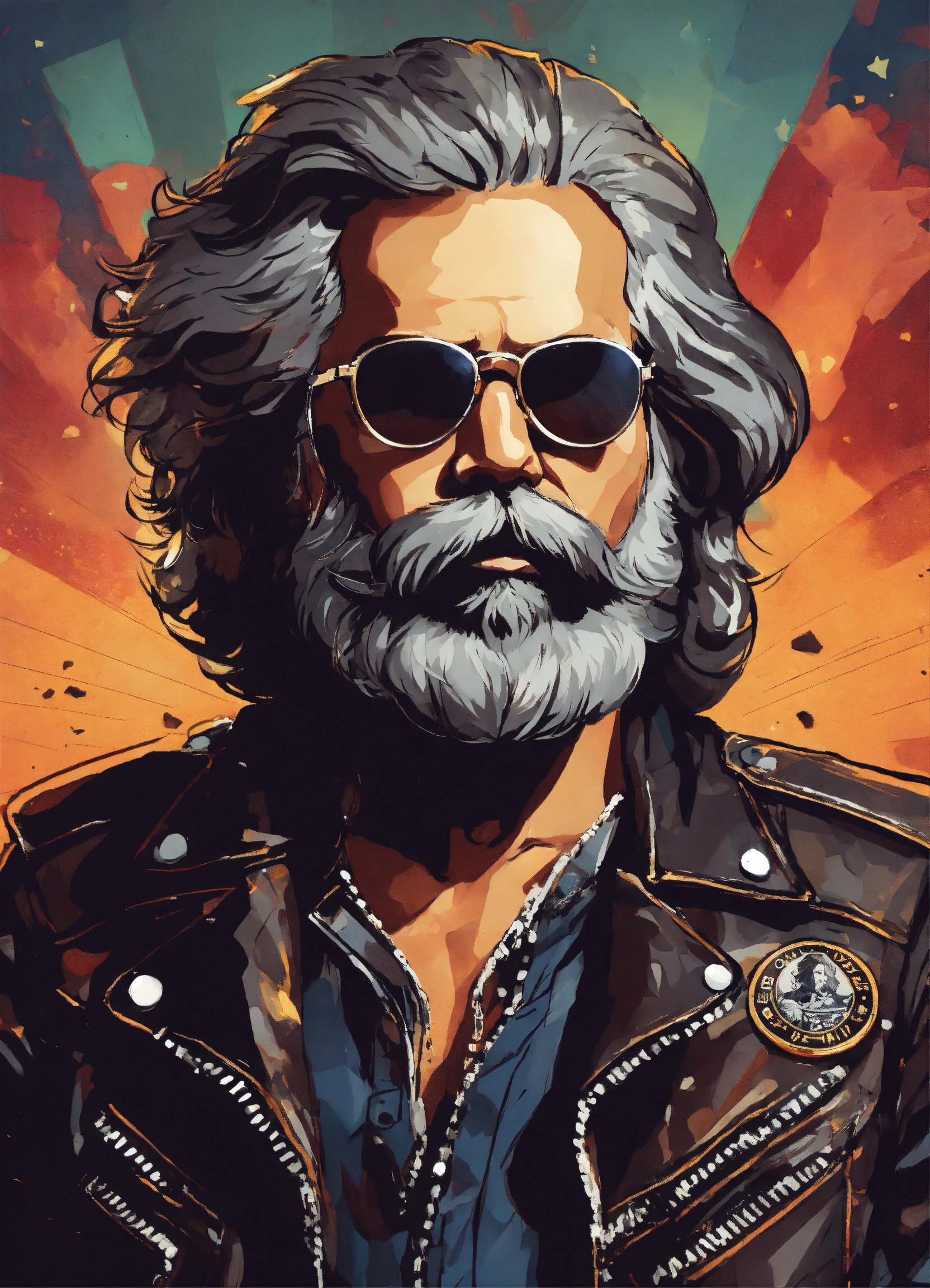 Lexica - Illustration of a cool Karl Marx in a rocker avatar, donning ...