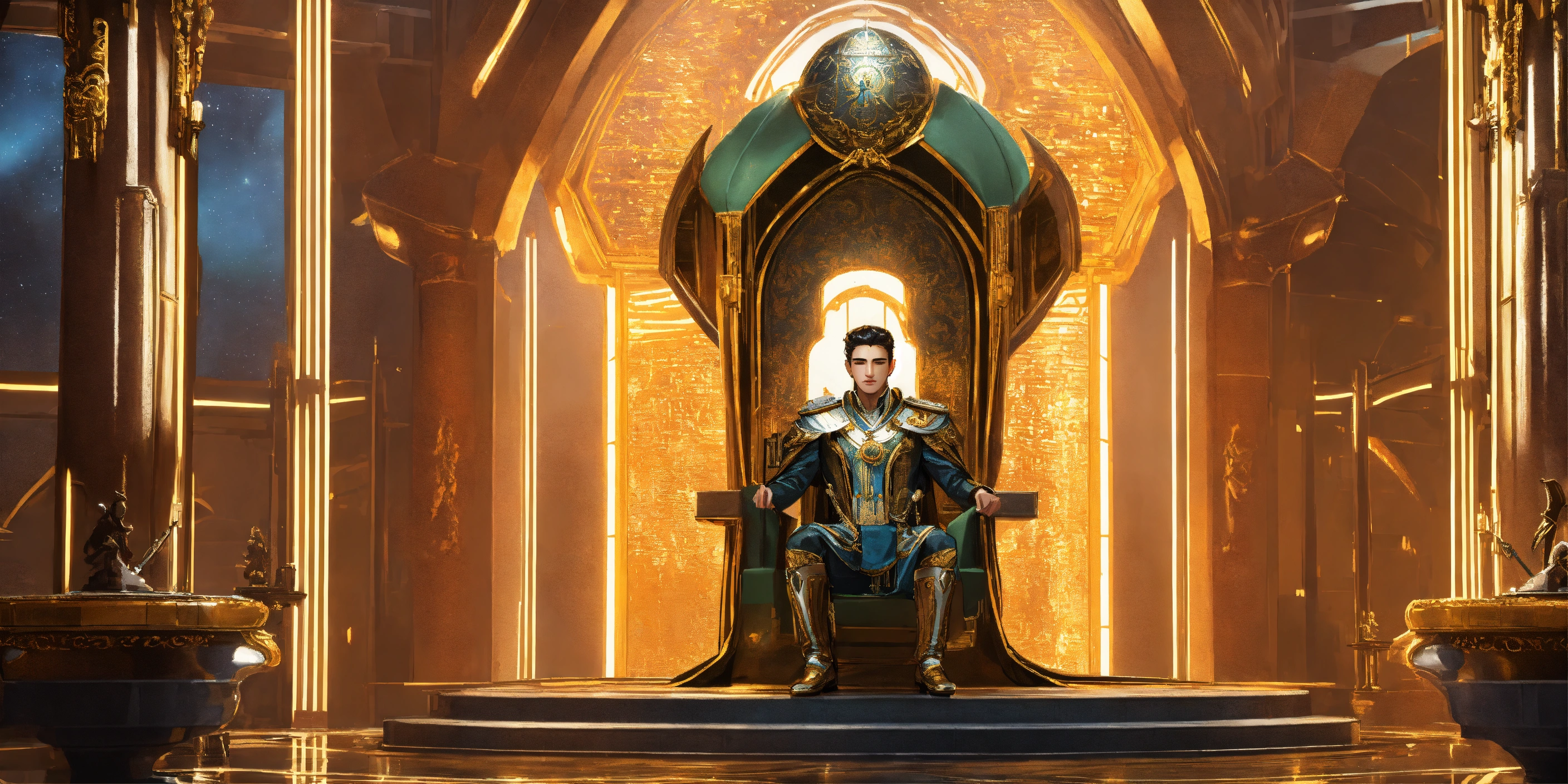 Lexica - Majestic, realistic portrait of a young handsome emperor of ...