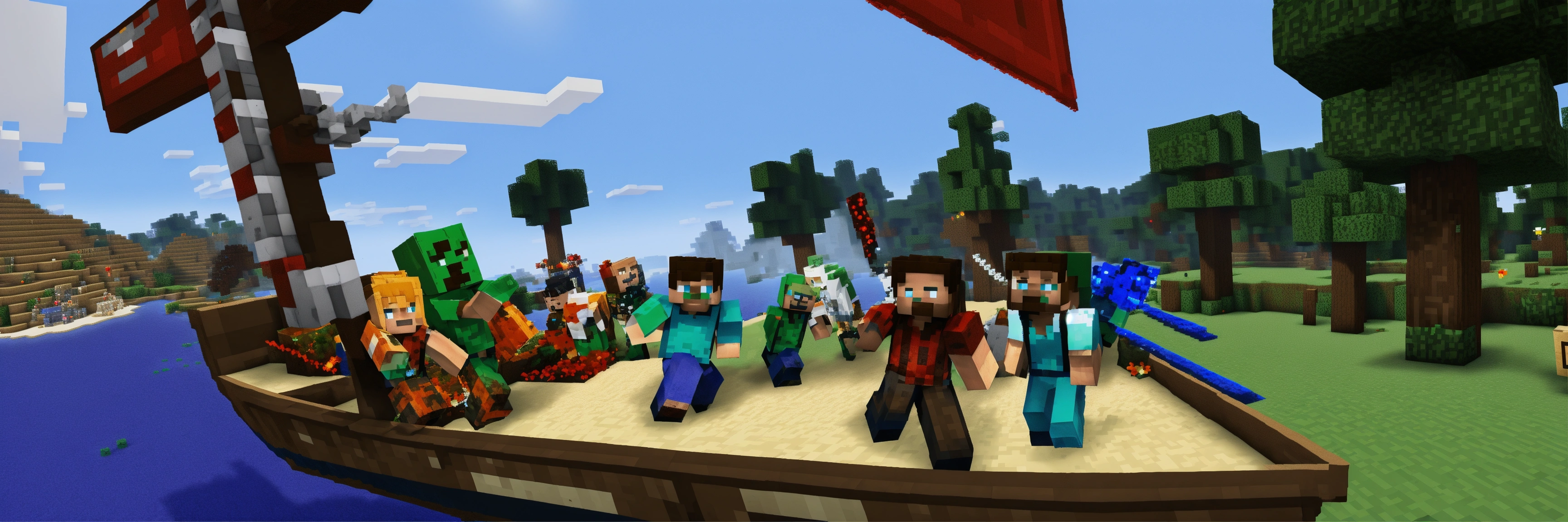 Lexica - A minecraft boat with minecraft players fighting each other ...