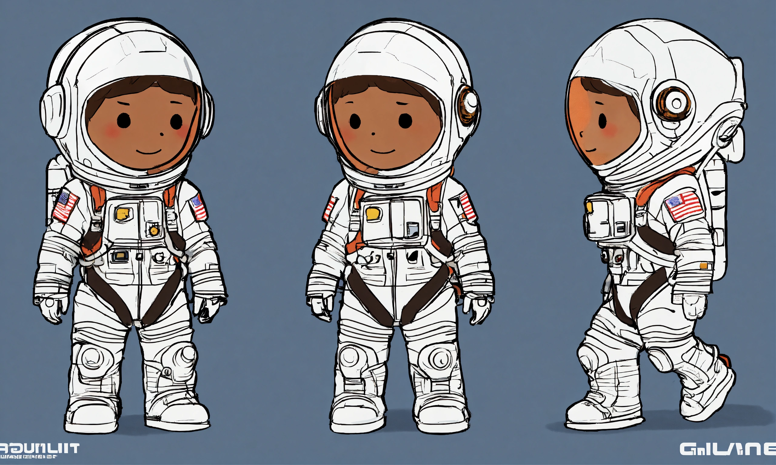 Lexica - Mini astronaut, cute, 2d, character sheet, full body ...
