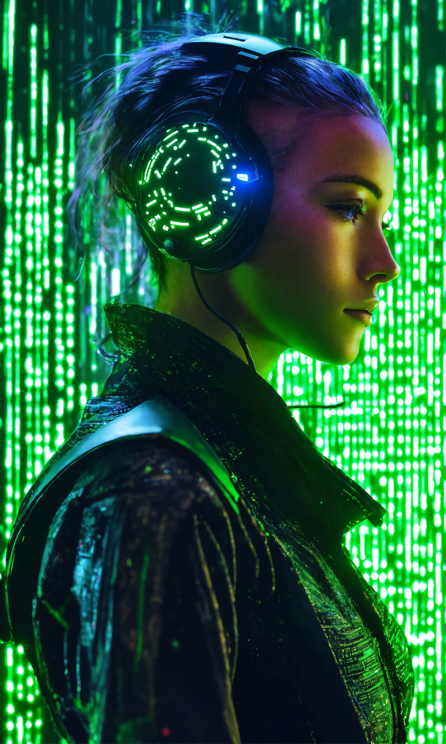 Lexica - Text Text android, green and black futuristic, cyberpunk coder ...