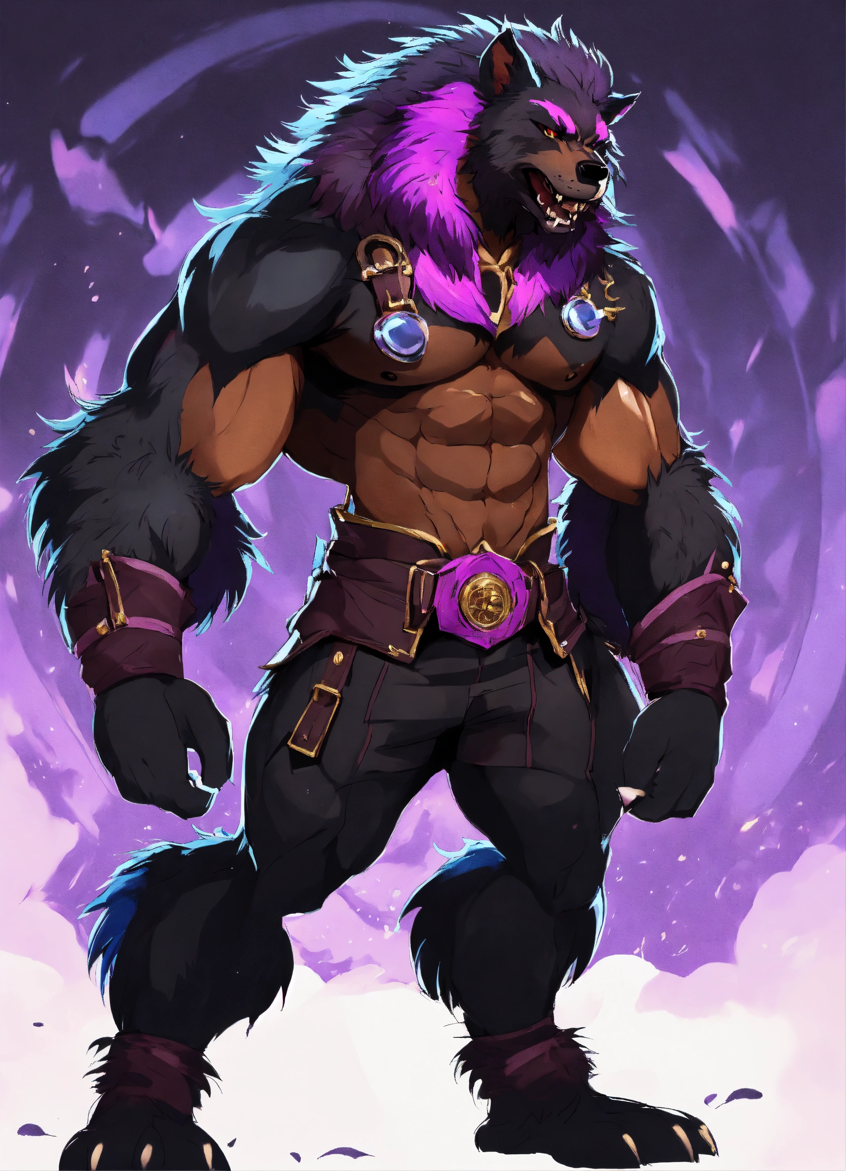 Lexica - African werewolf anime character, muscular physique, which is ...
