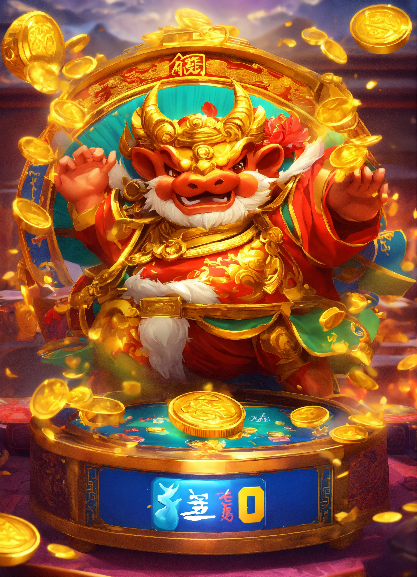 Lexica - 3D god of wealth (Chinese) slot machine game impressionistic ...