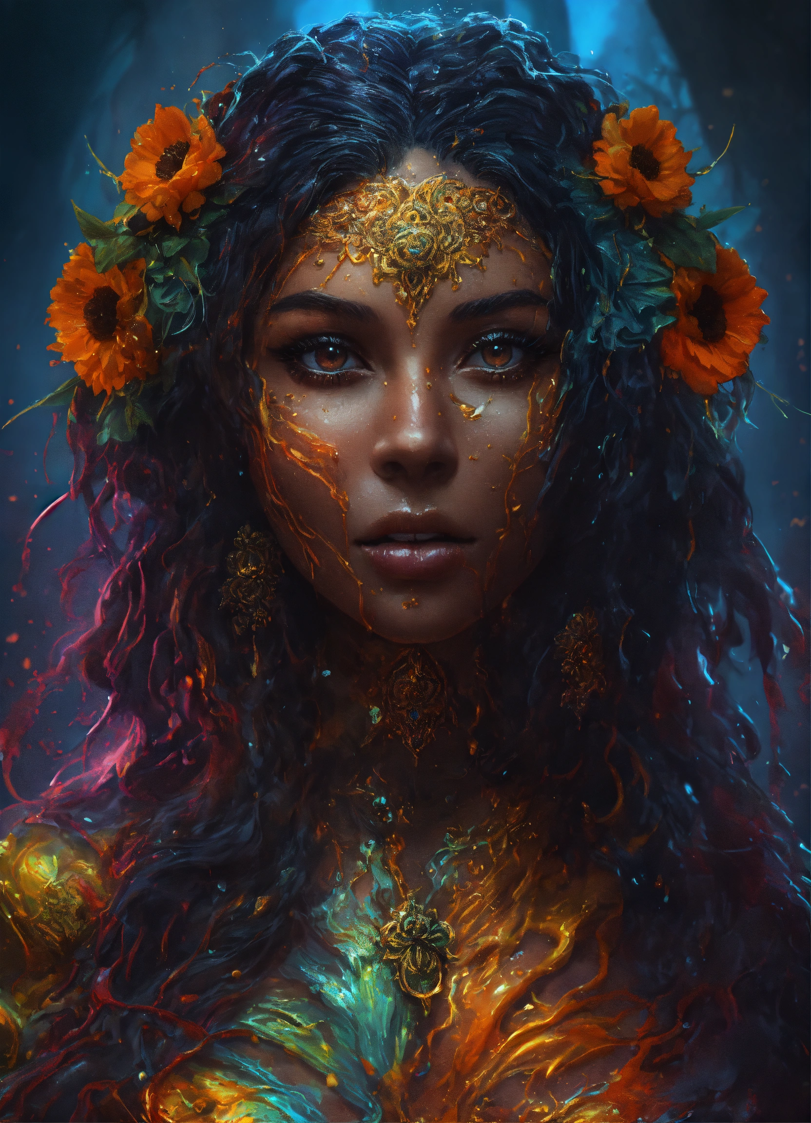 Lexica - Splash art, a quirky liquid portrait of a hauntingly beautiful ...
