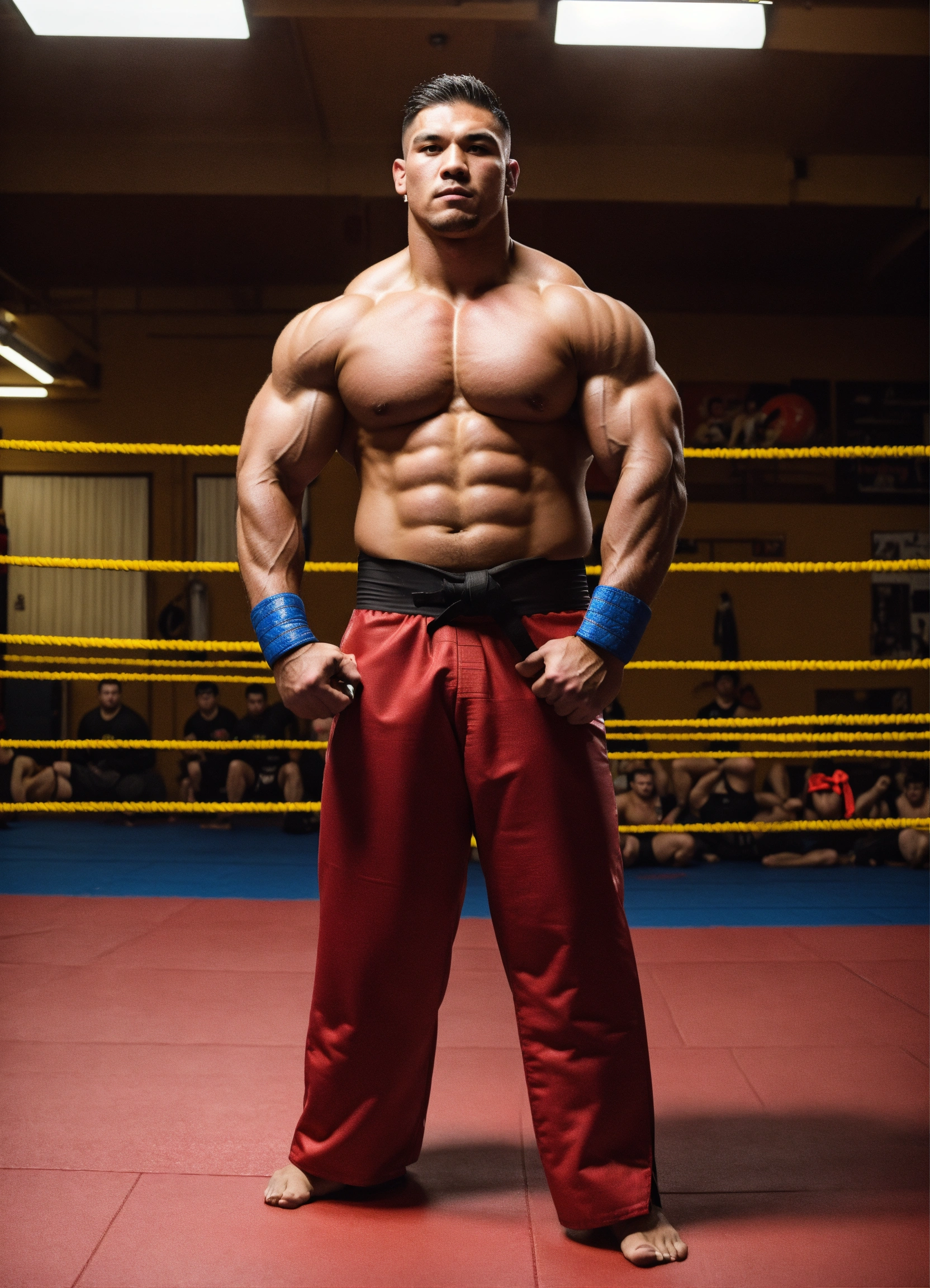 Lexica - 30-year-old wrestler with big muscles in a dojo, bodybuilder ...