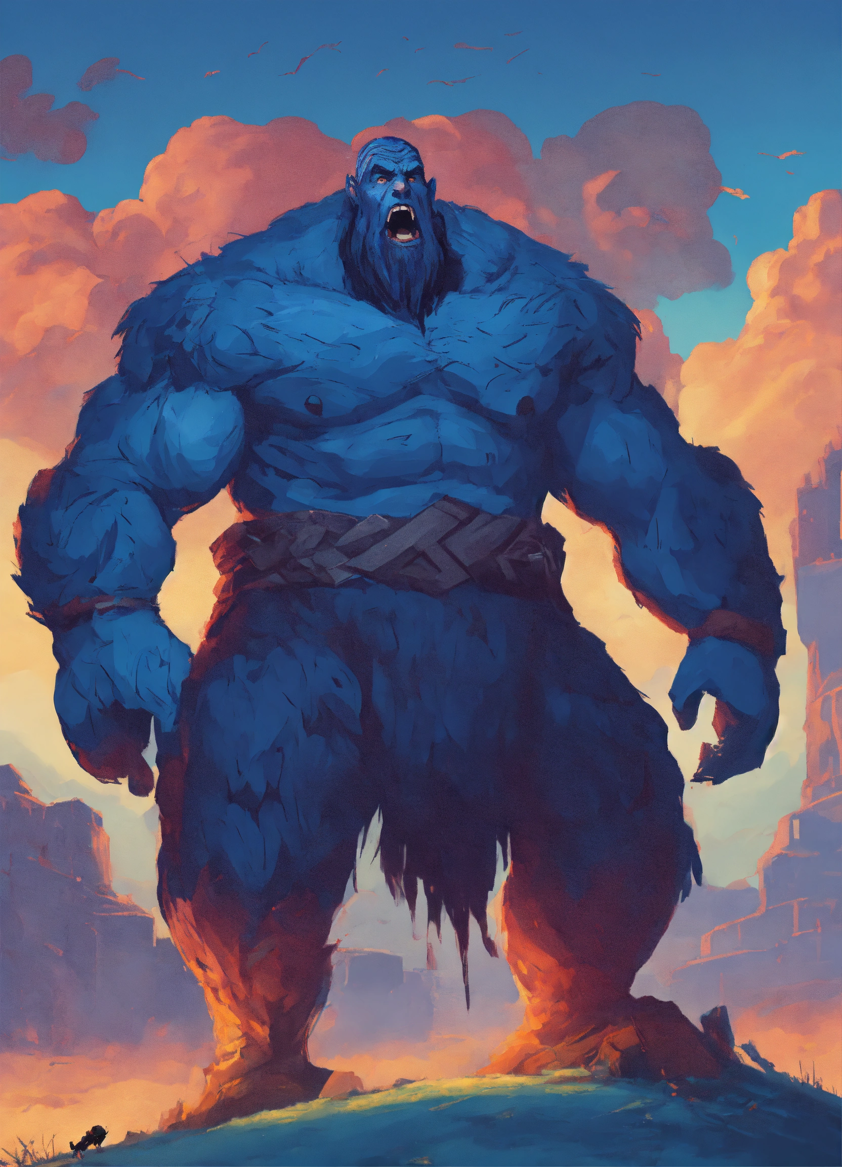 Lexica - Scared giant, blue background