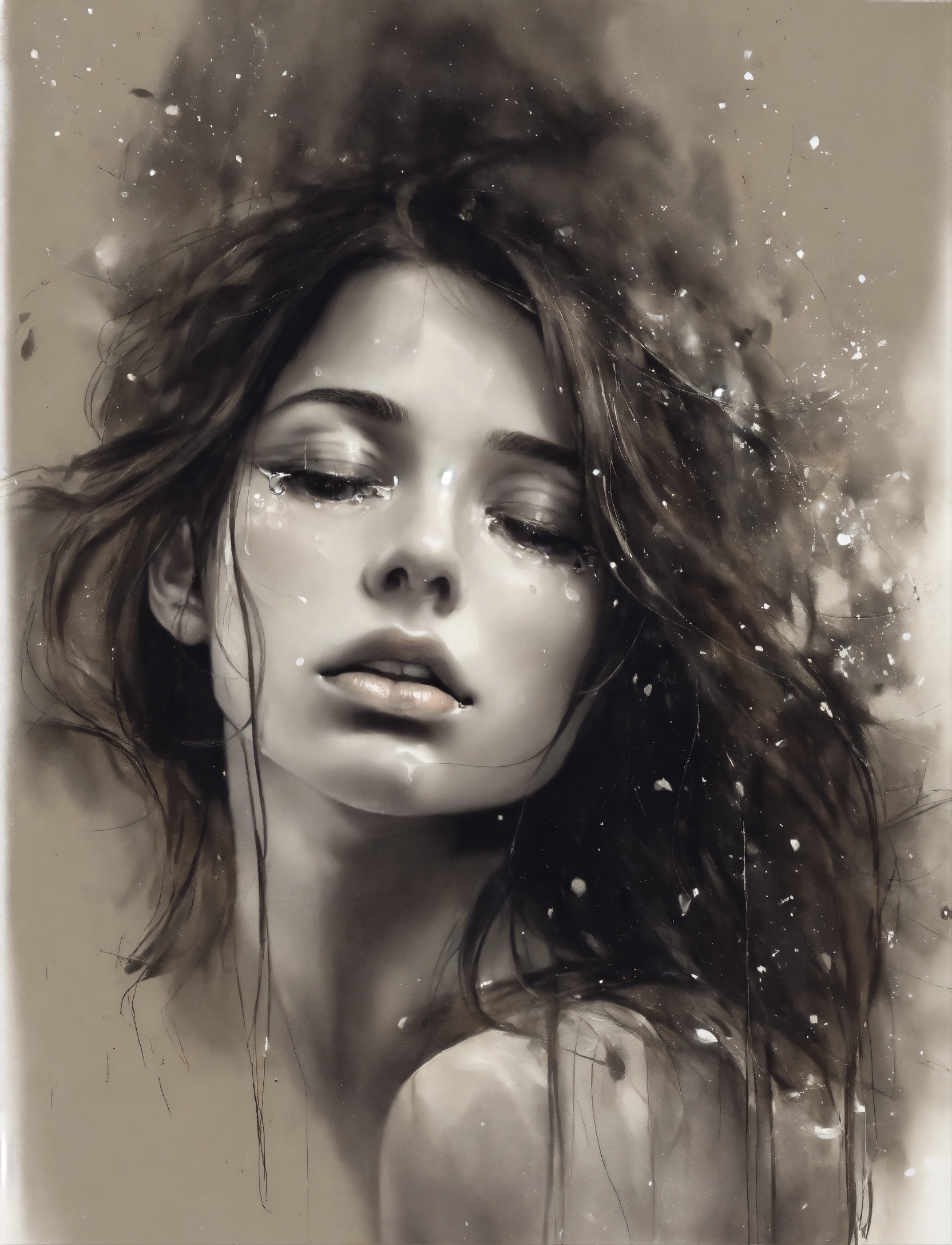 Lexica - Finding cosmic purpose of life, sad beautiful side face young ...