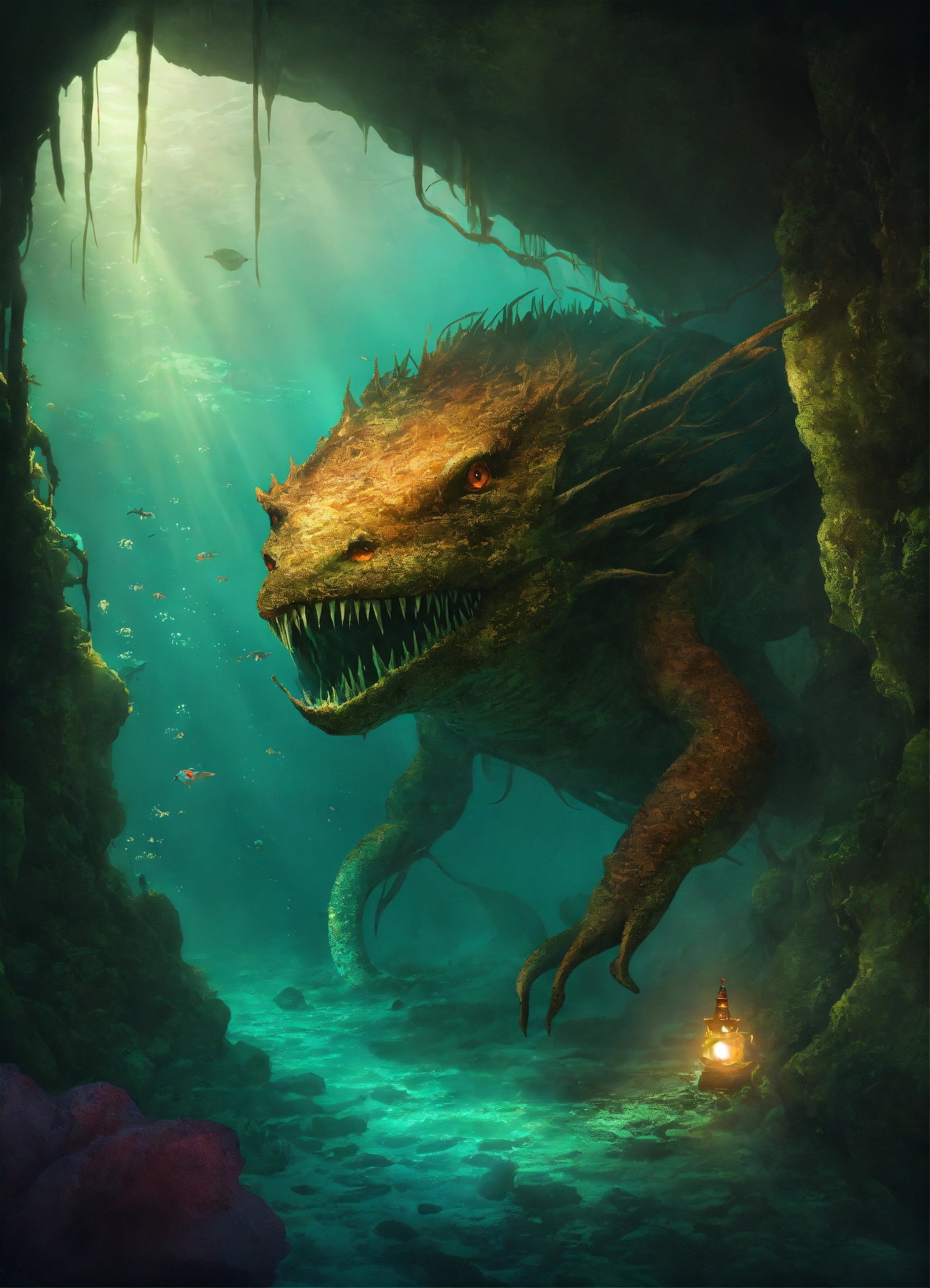 Lexica - A otherworldly and sinister monster in an underwater cave.