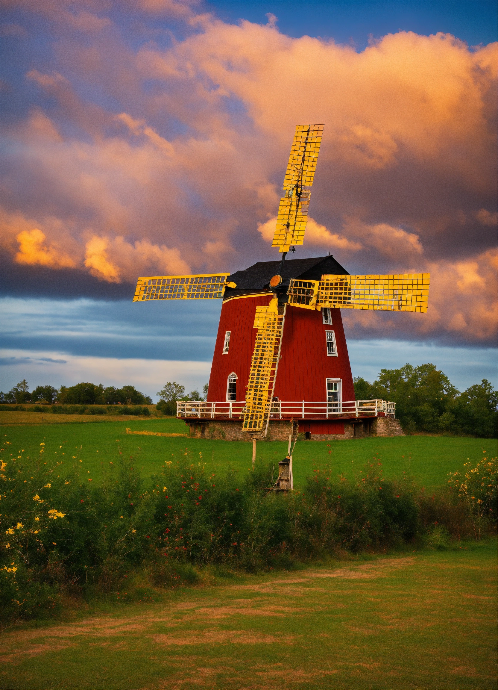 Lexica - Old farm windmill with colorful art deco details