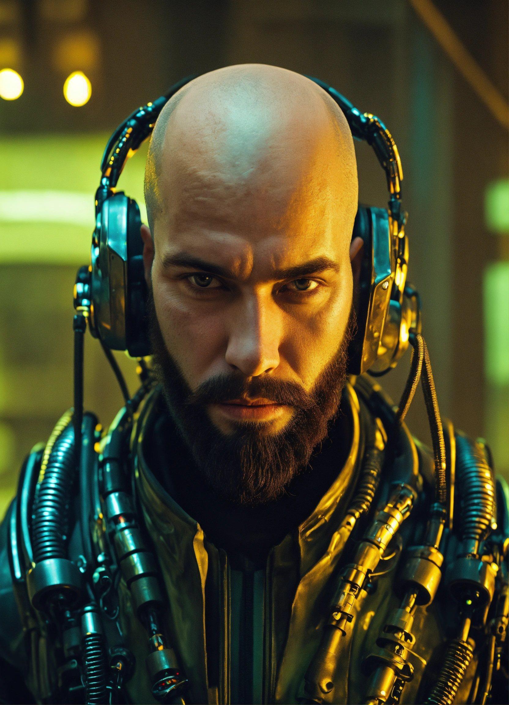 Lexica - A young bald man with beard image of a monstrous, evil ...