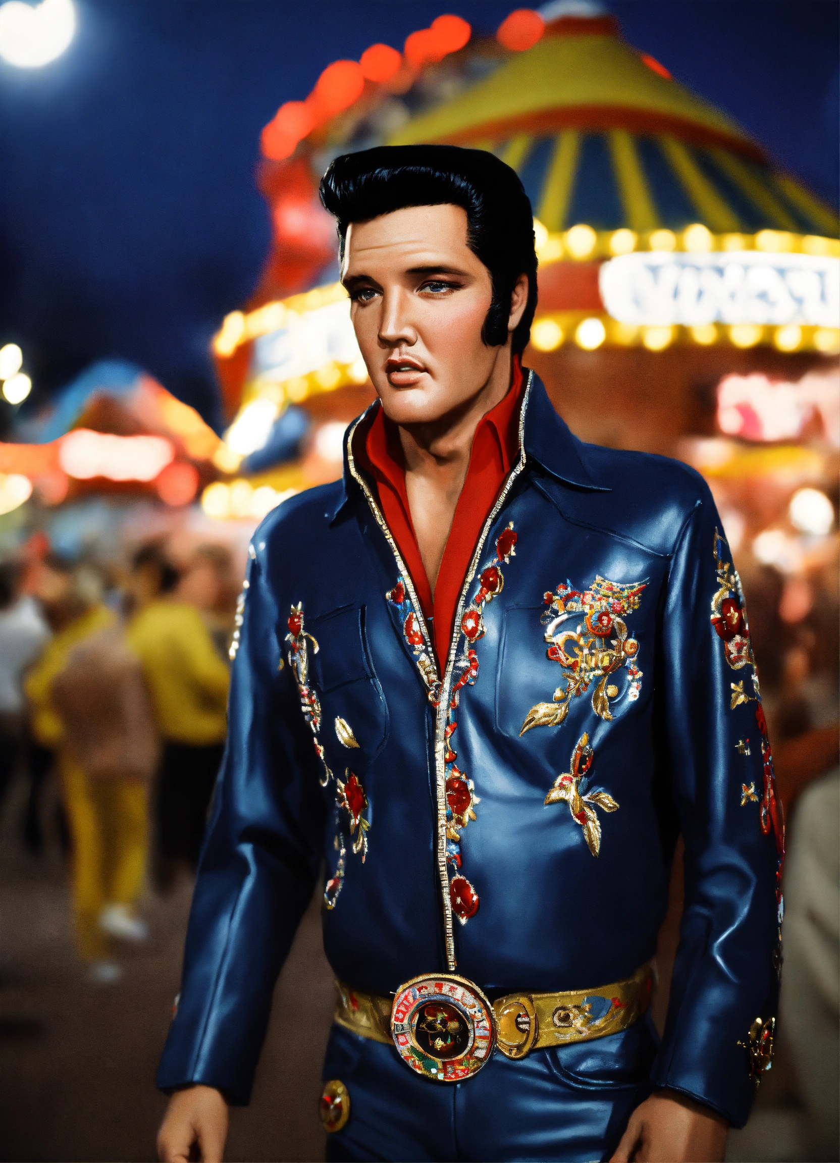 Lexica - Elvis Presley, ultra realistic, funfair