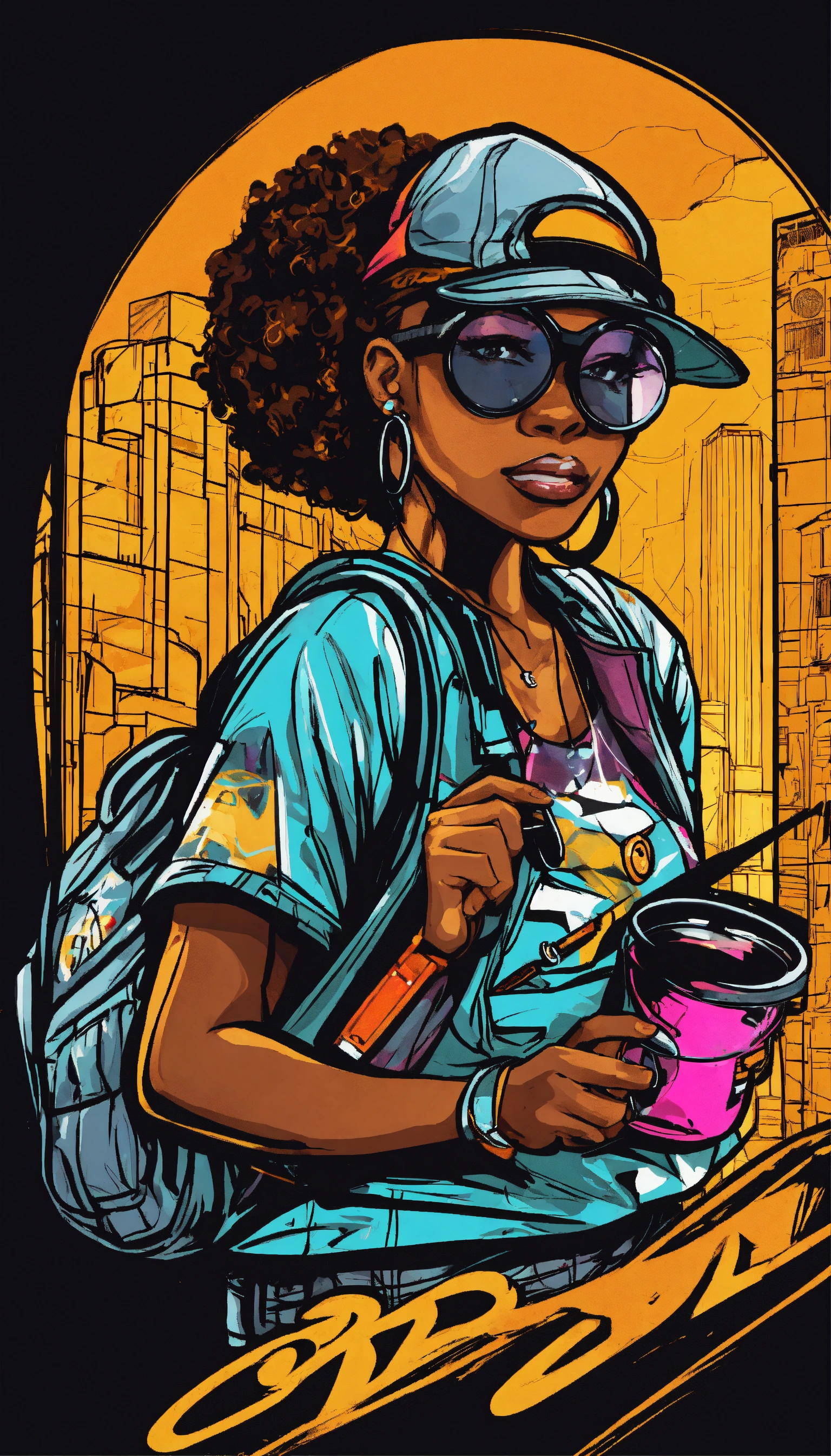 Lexica - Graffiti Urban Explorer Black Woman in graffiti-adorned ...