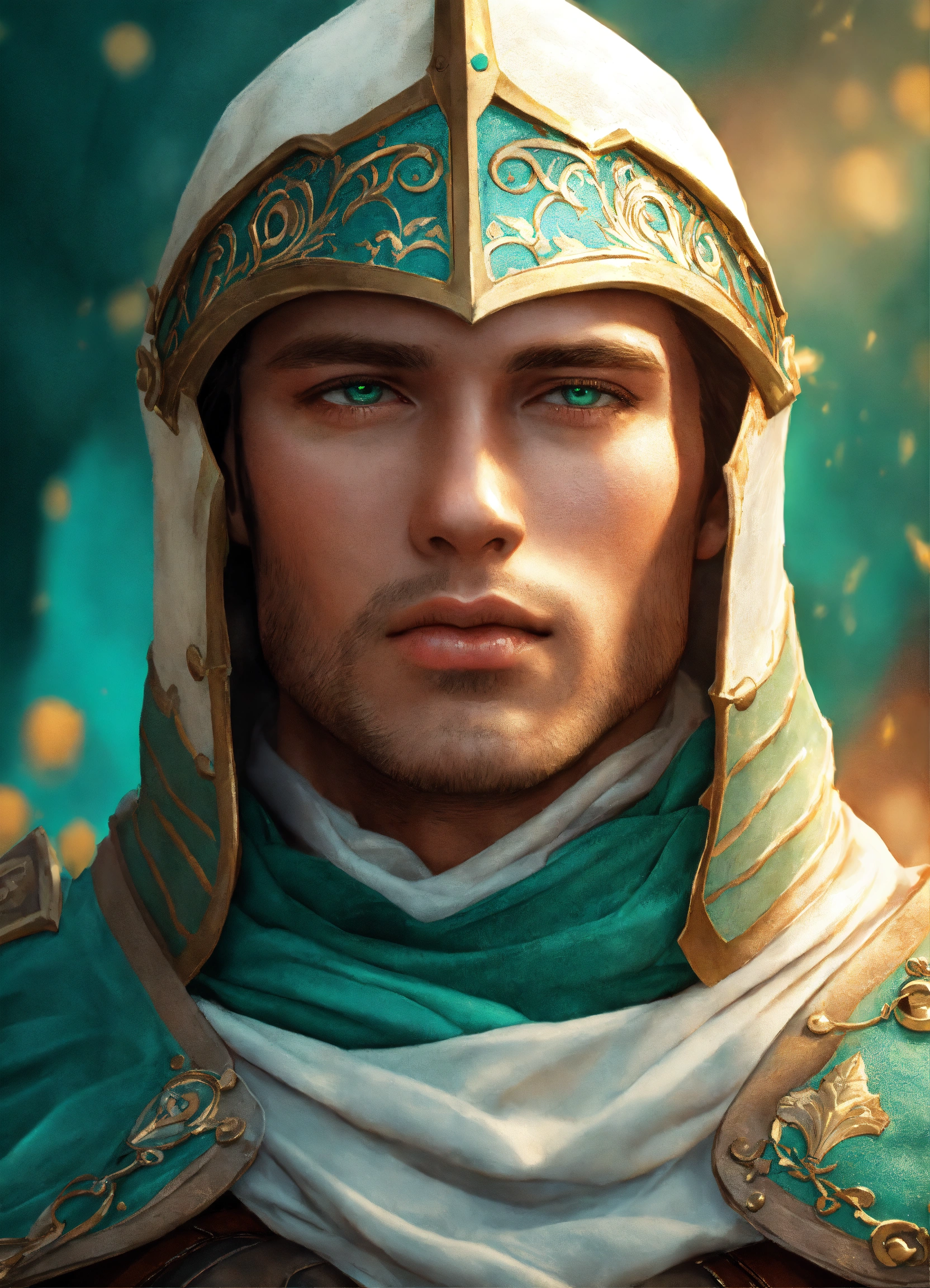 Lexica - Medieval fantasy Soldier in White battle cowl with cloth and ...