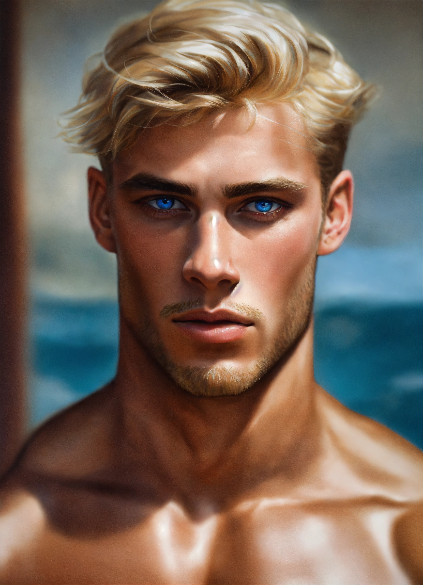 Lexica - A perfect strong aryan man, epic, majestic, blonde, blue eyes ...