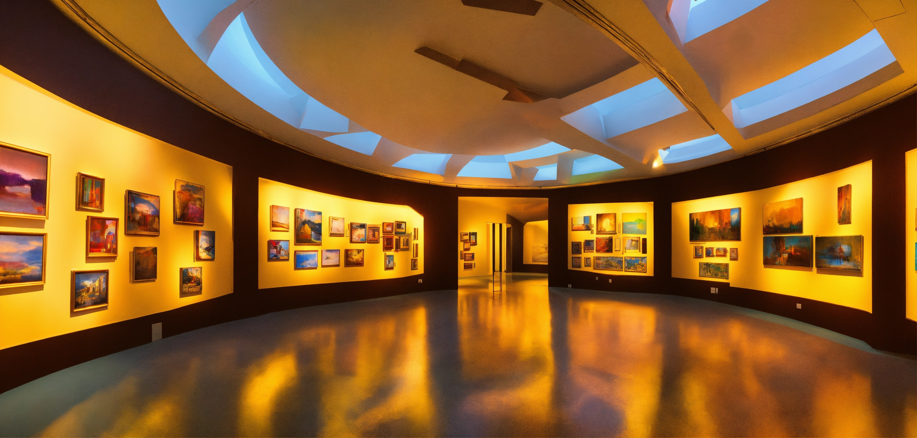 Lexica - 360 image of a futuristic art gallery, with empty walls, good ...