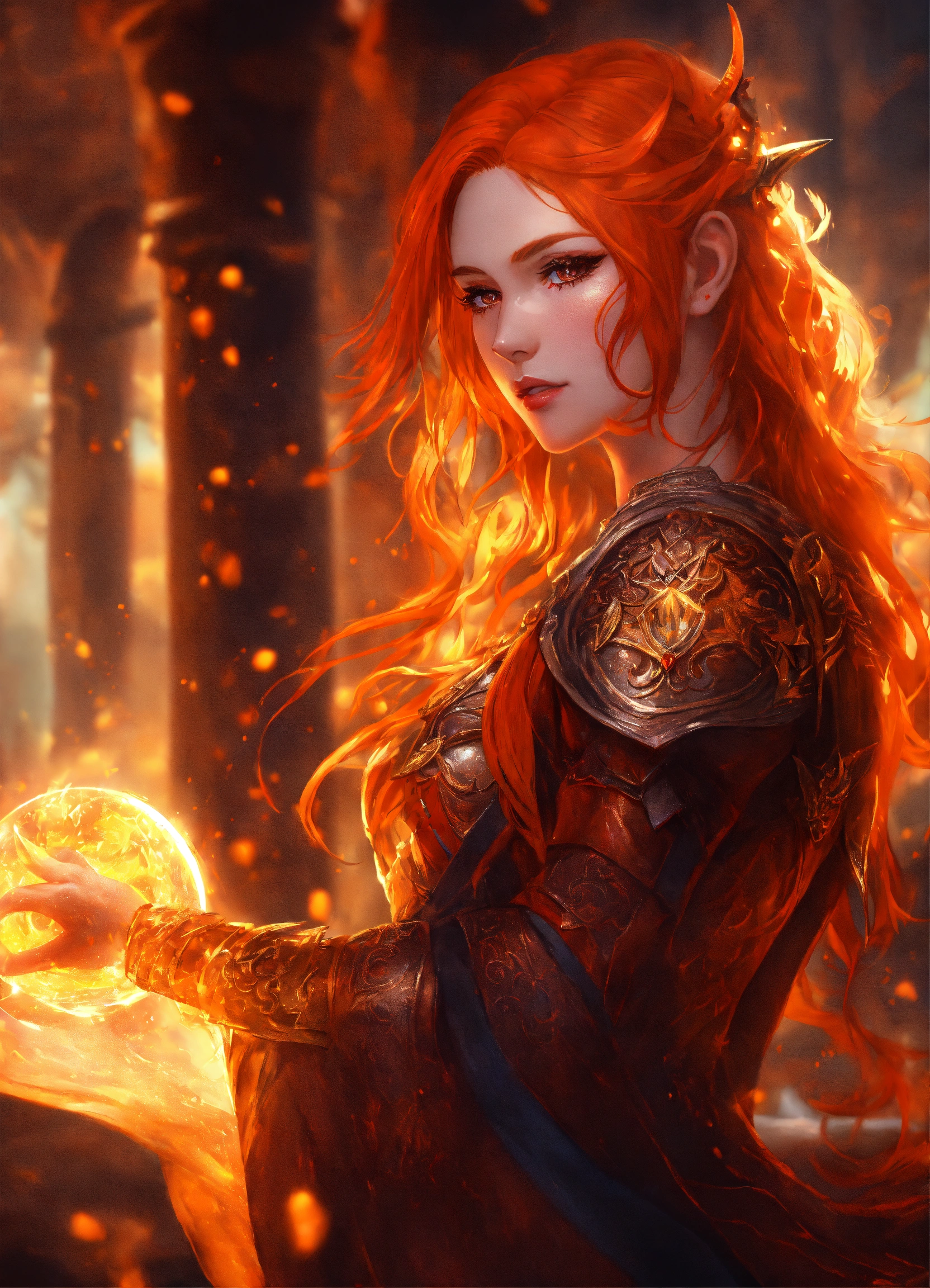 Lexica - Draconic traits to draconic human woman with reddish orange ...