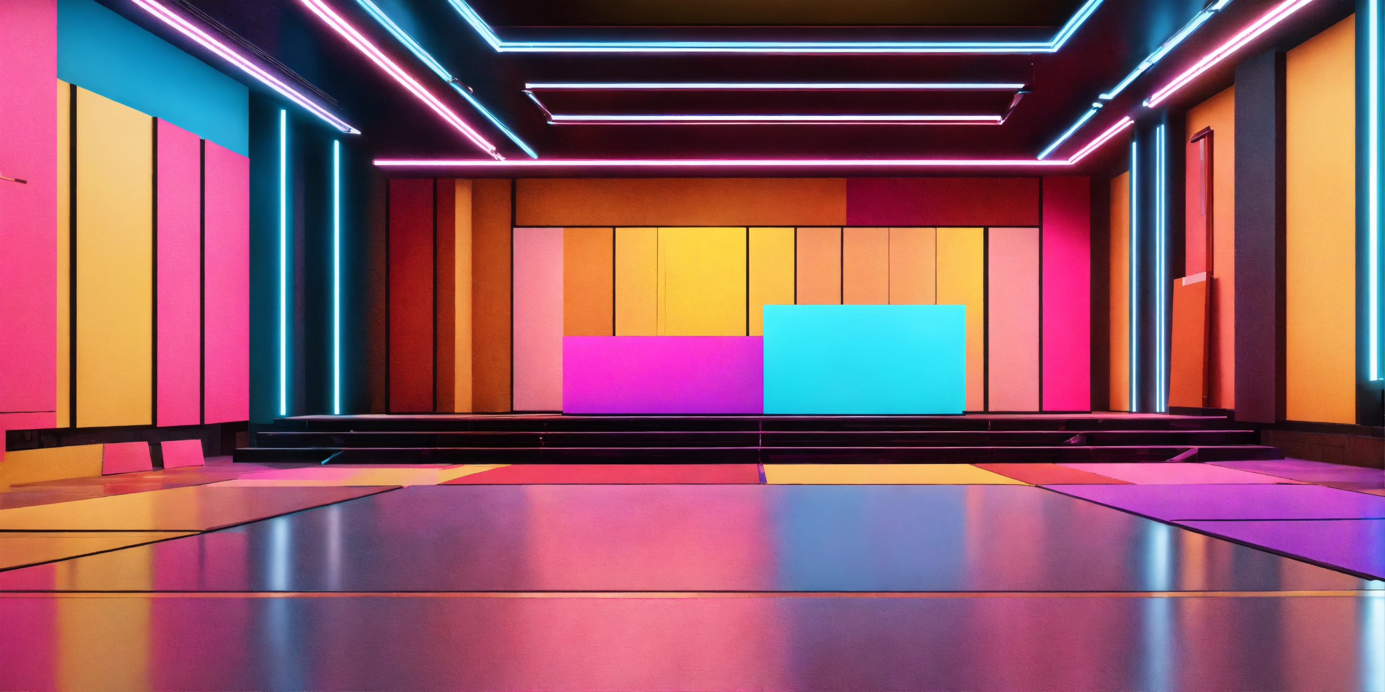 Lexica - A colorful stage in a bright room with multiple stages to ...