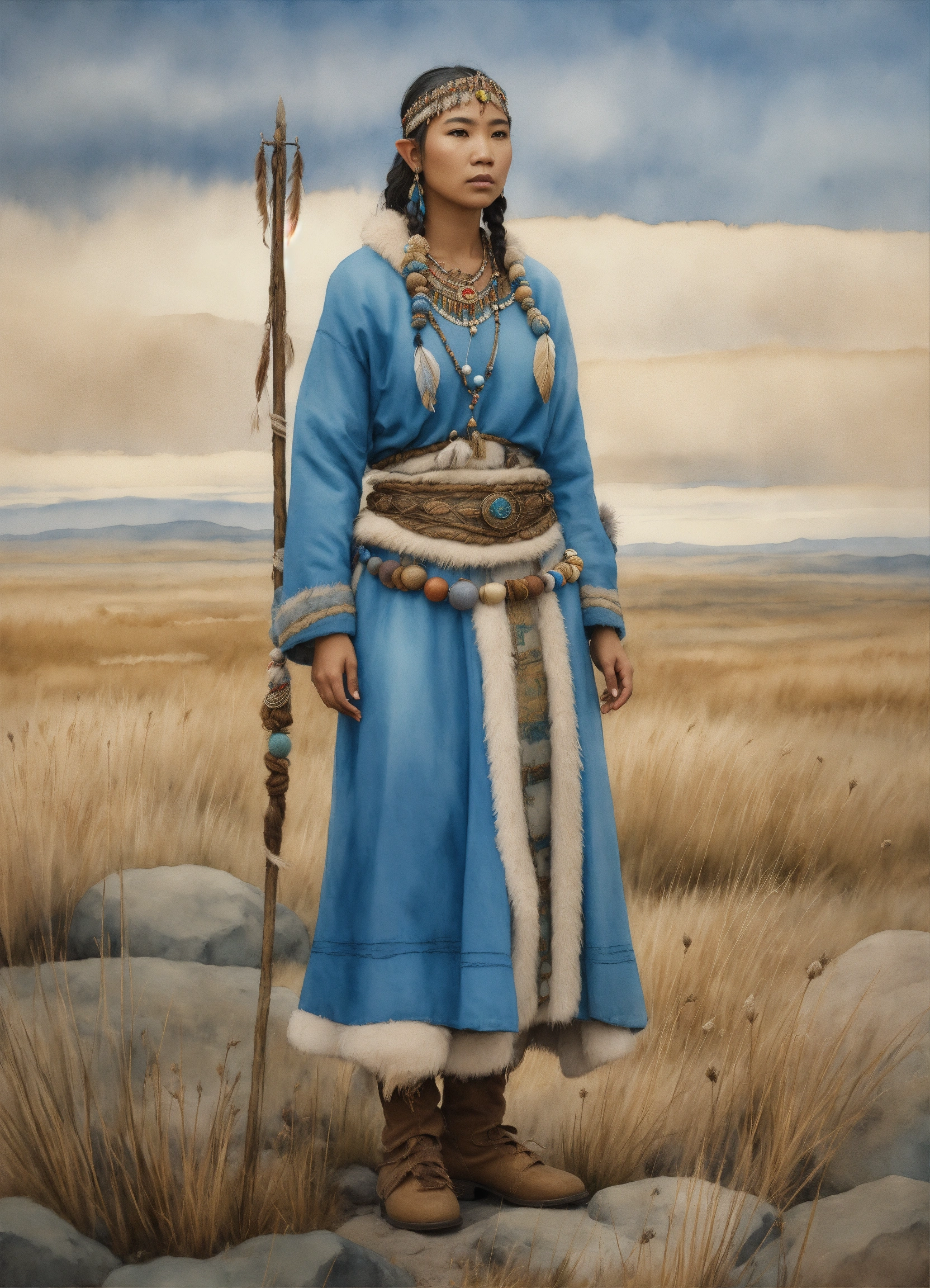 Lexica - Full body illustration of an elf inuit woman, beautiful ...