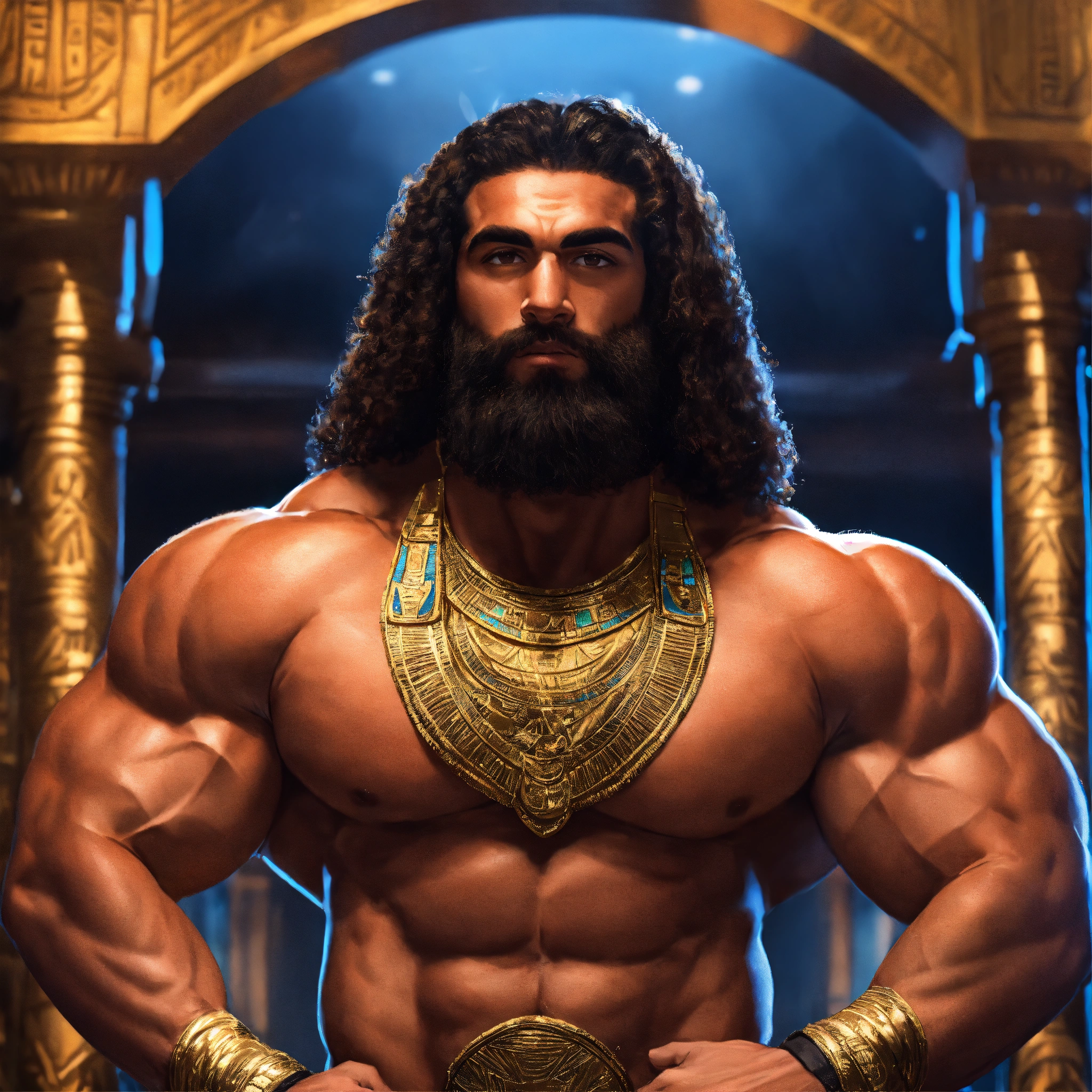 Lexica - 30-year-old hairy Ancient Egyptian man with big muscles, big ...