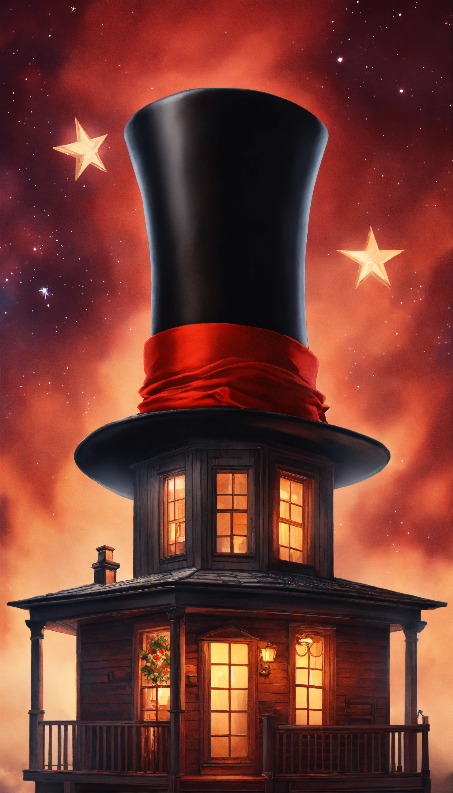 Lexica - In the center of the image is a classic black magician's top ...