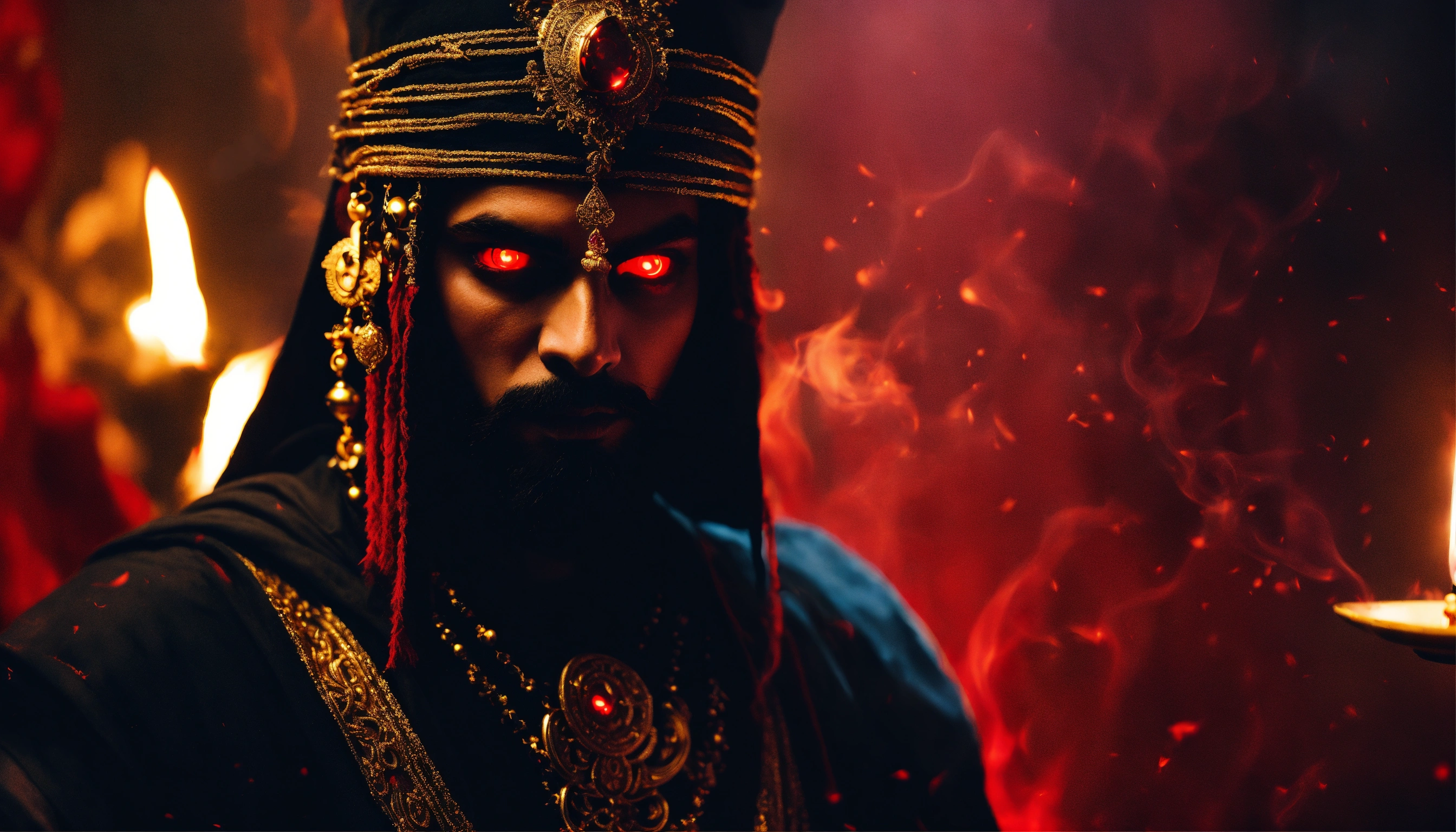 Lexica - Sinister and dramatic picture of a young handsome Indian ...