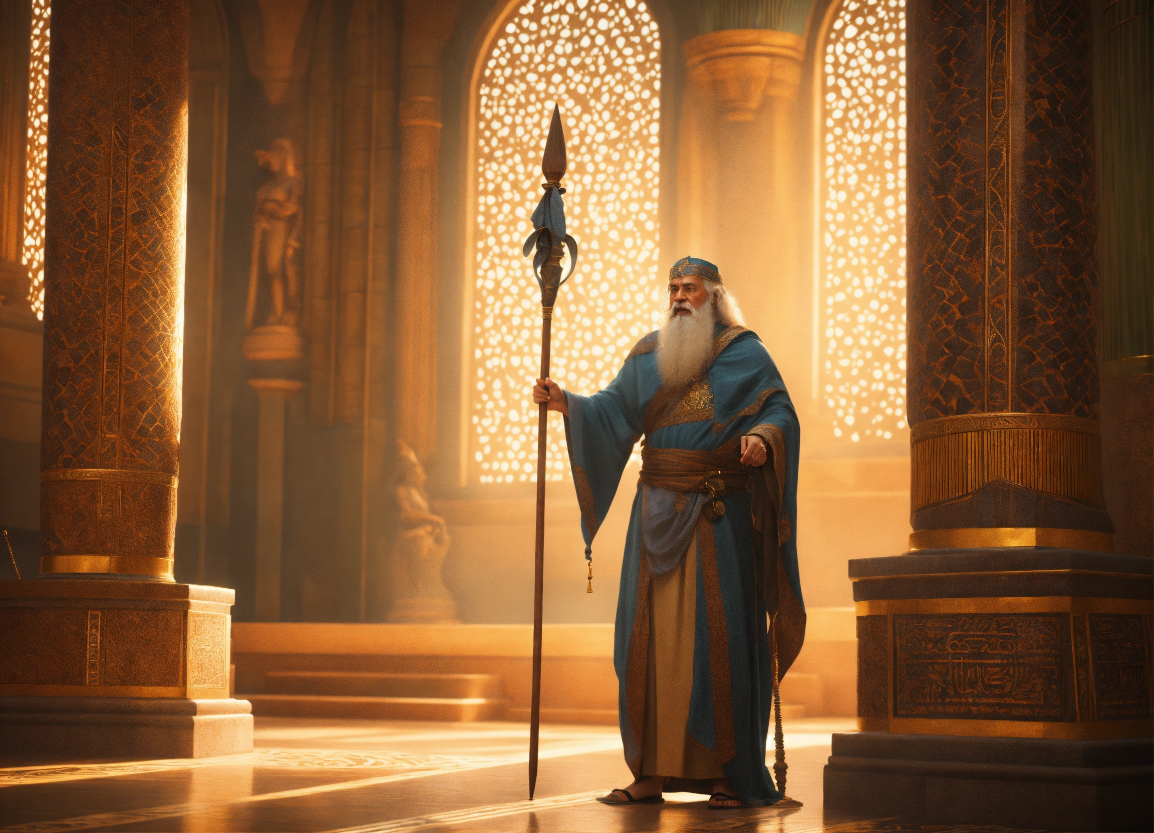 Lexica - Old Moses with his wooden staff, Hebrew robes, speaking in ...