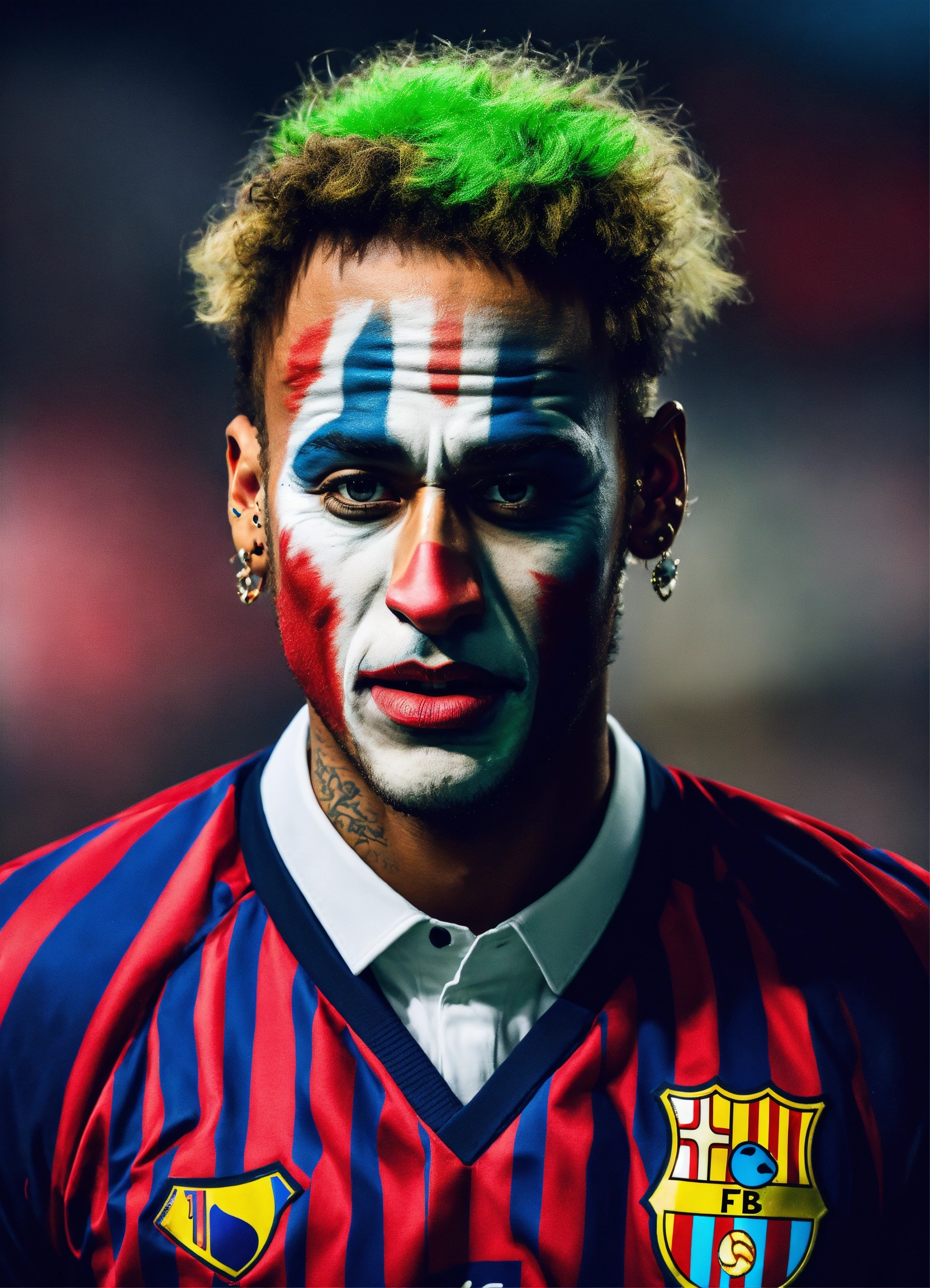 Lexica - Neymar Jr as a joker for haloween, face makeup, realistic 8k