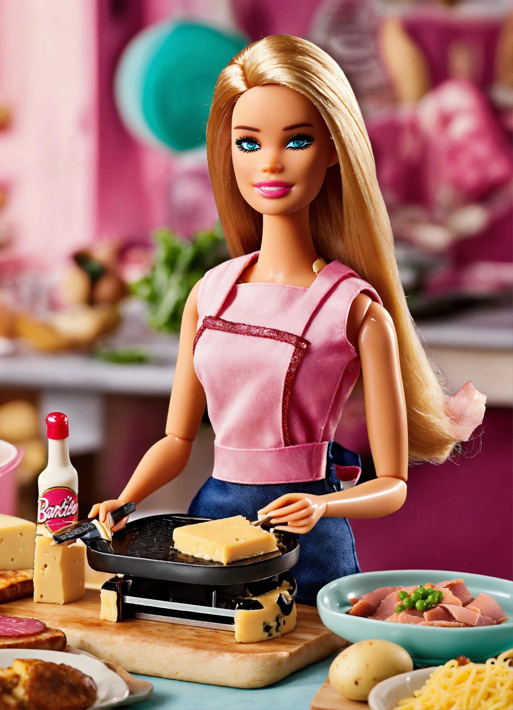 Lexica - Barbie a cheese ham potatoes raclette device French tabl with ...