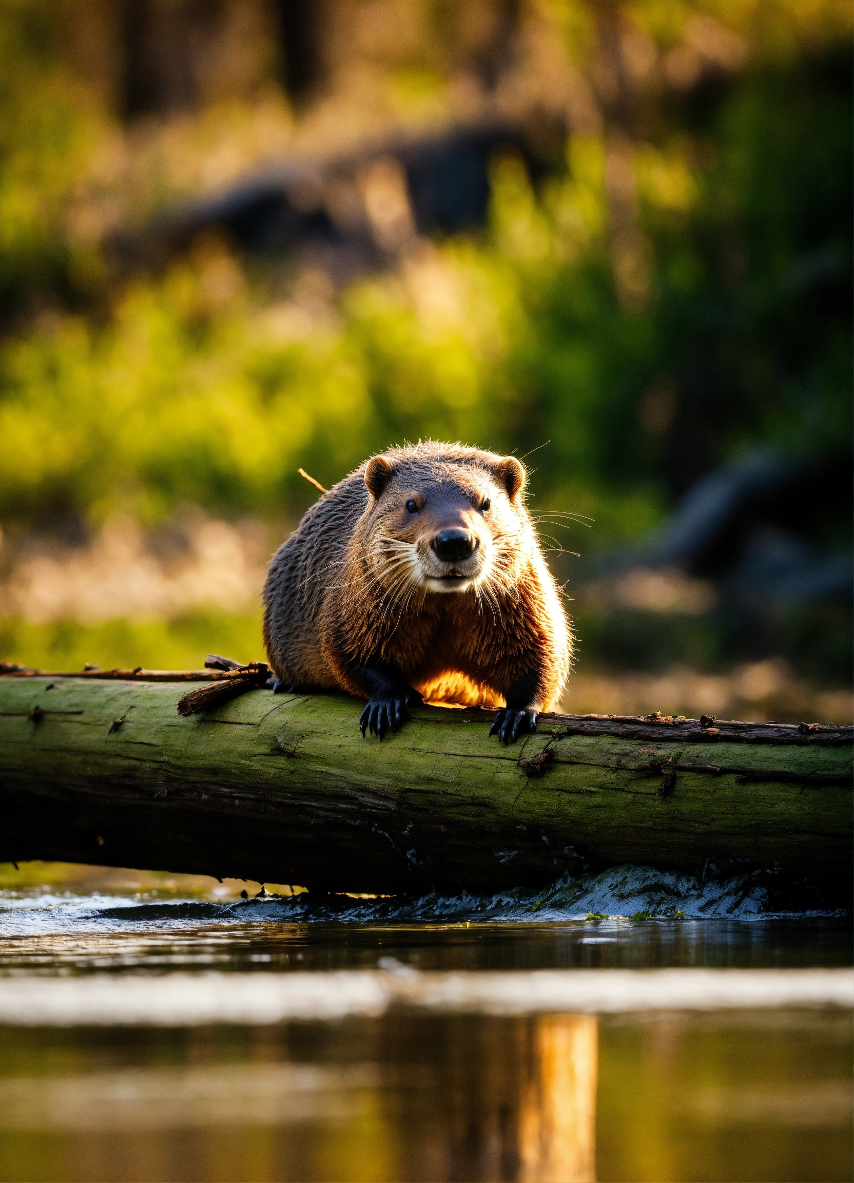 Lexica - A beaver carrying a long log