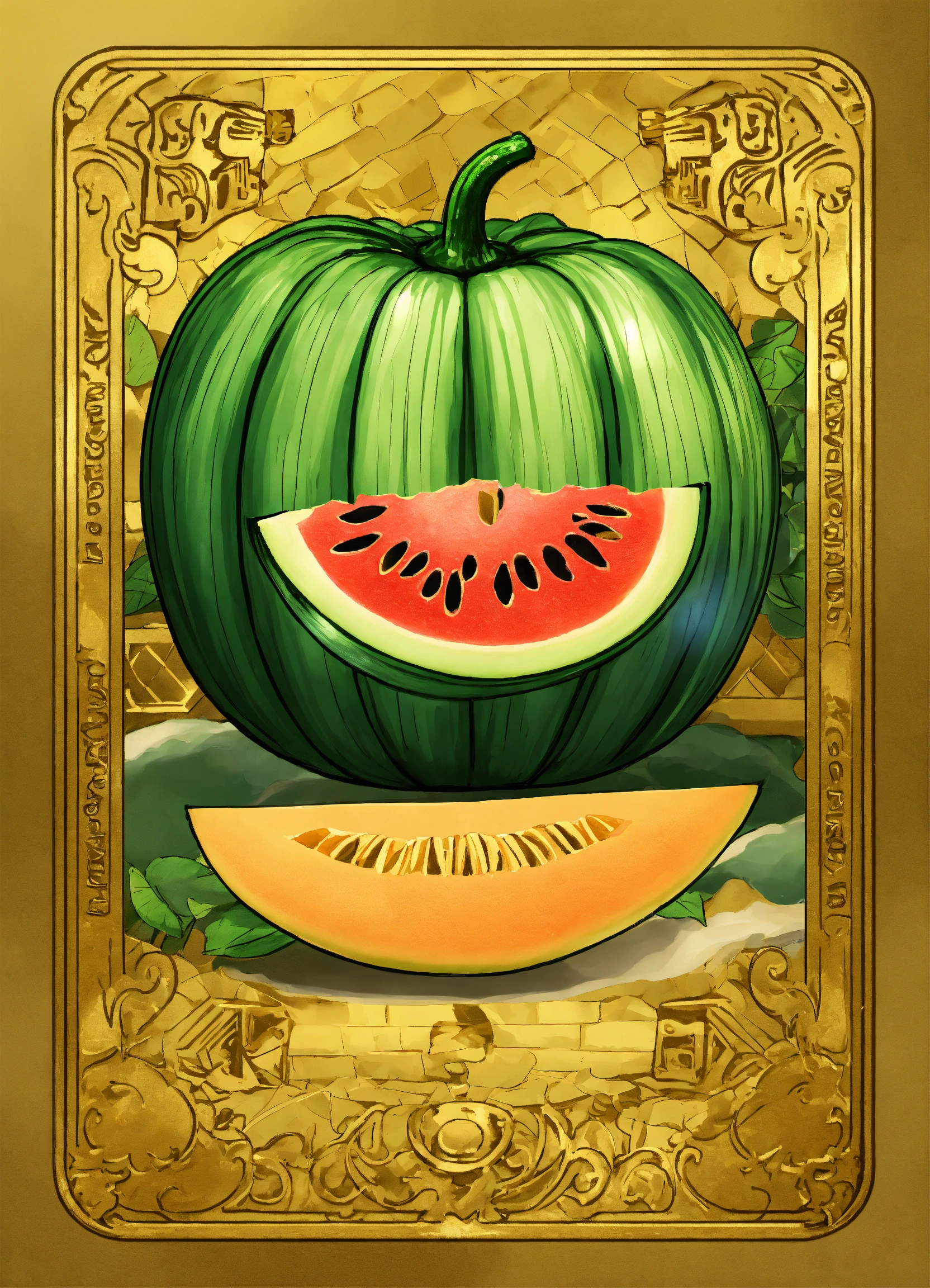 Lexica - A melon, based on the card "el melon" of the mexican lottery ...
