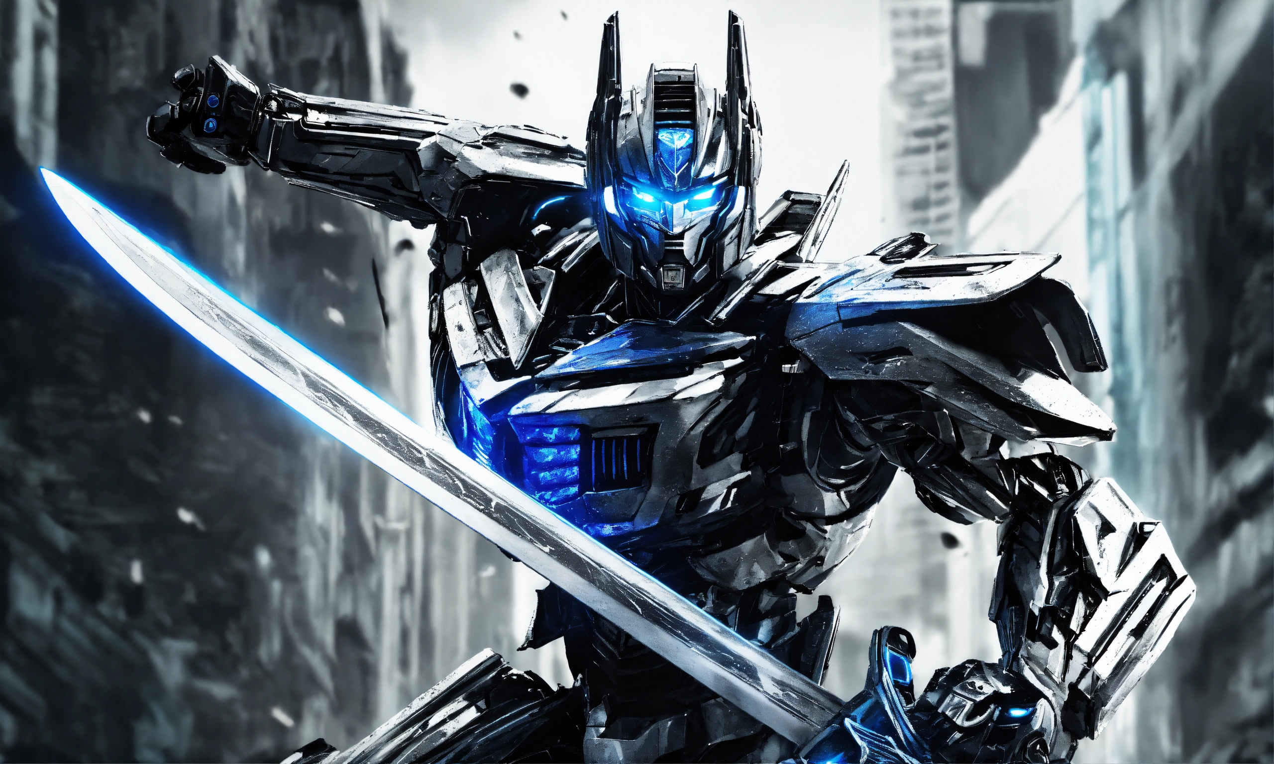 Lexica - Black and white illustration of transformer character fighting ...