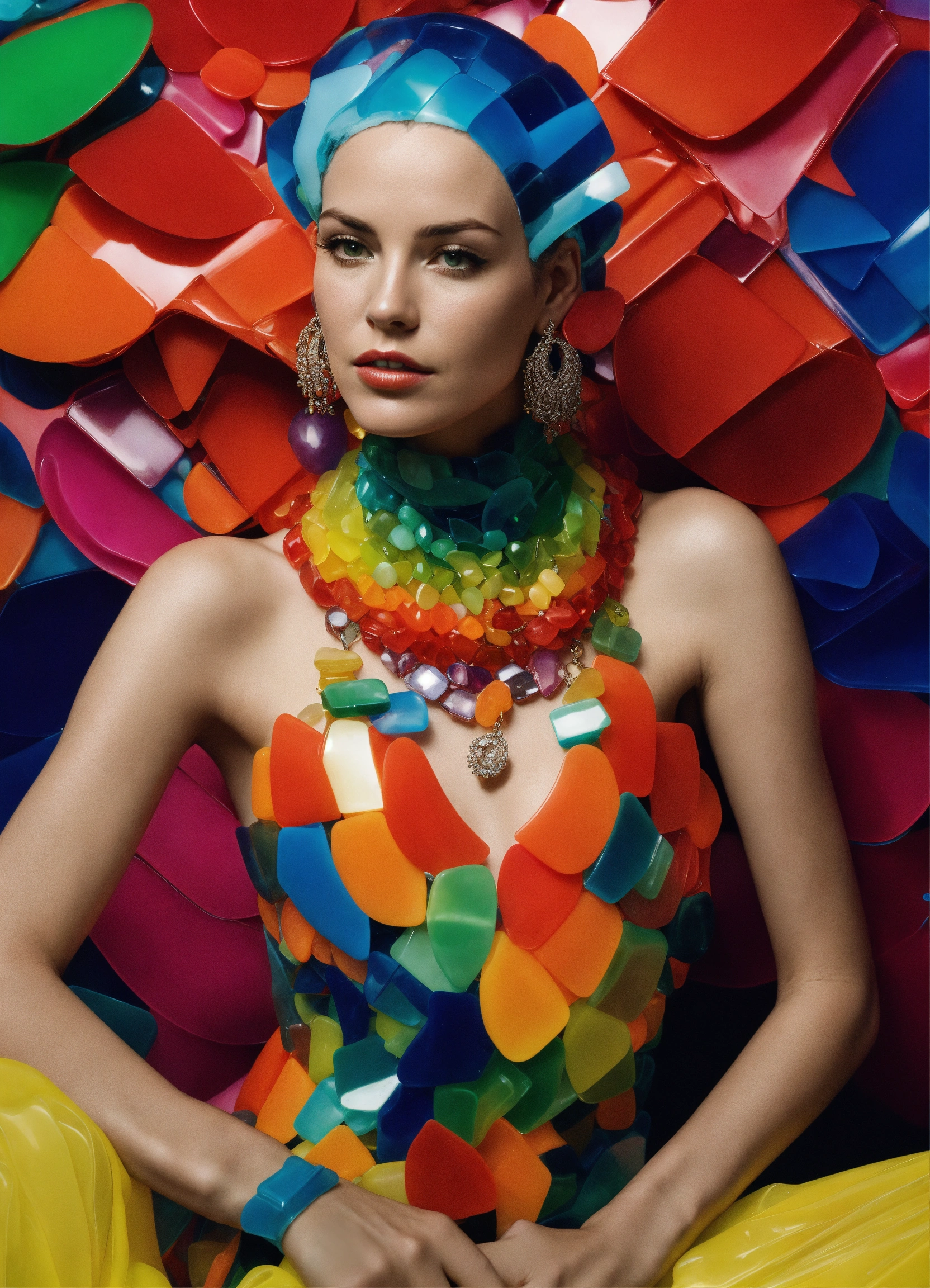 Lexica - A woman wearing luxurious luxury jewelry made from pieces of ...