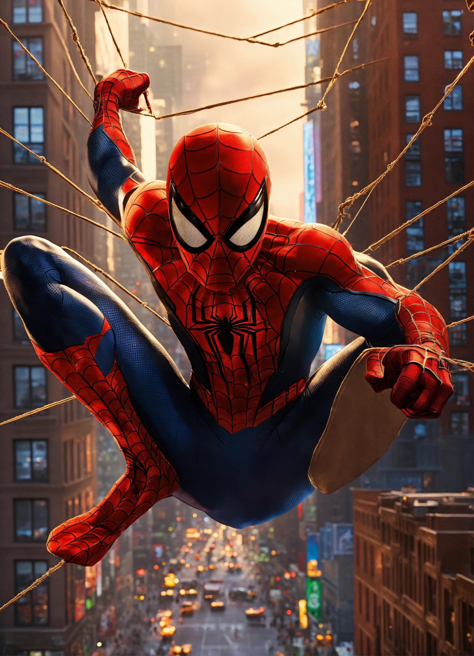 Lexica - Spider-Man web swinging through New York