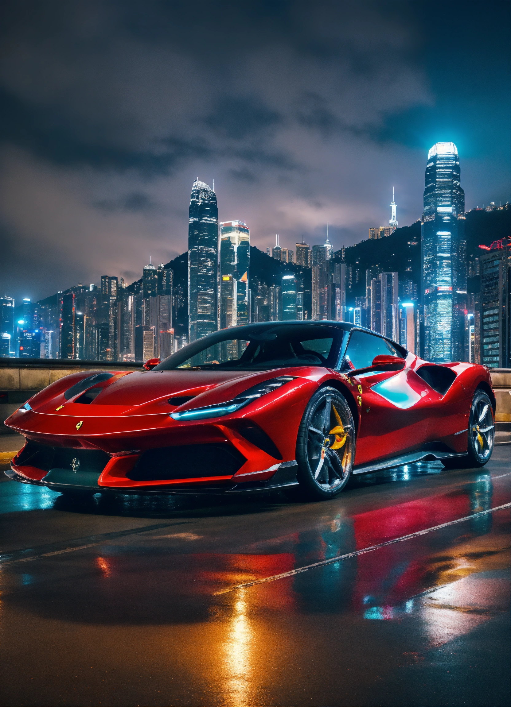 Lexica - 2023 Ferrari SF90 Stradale cyan, doors opened, metallic ...