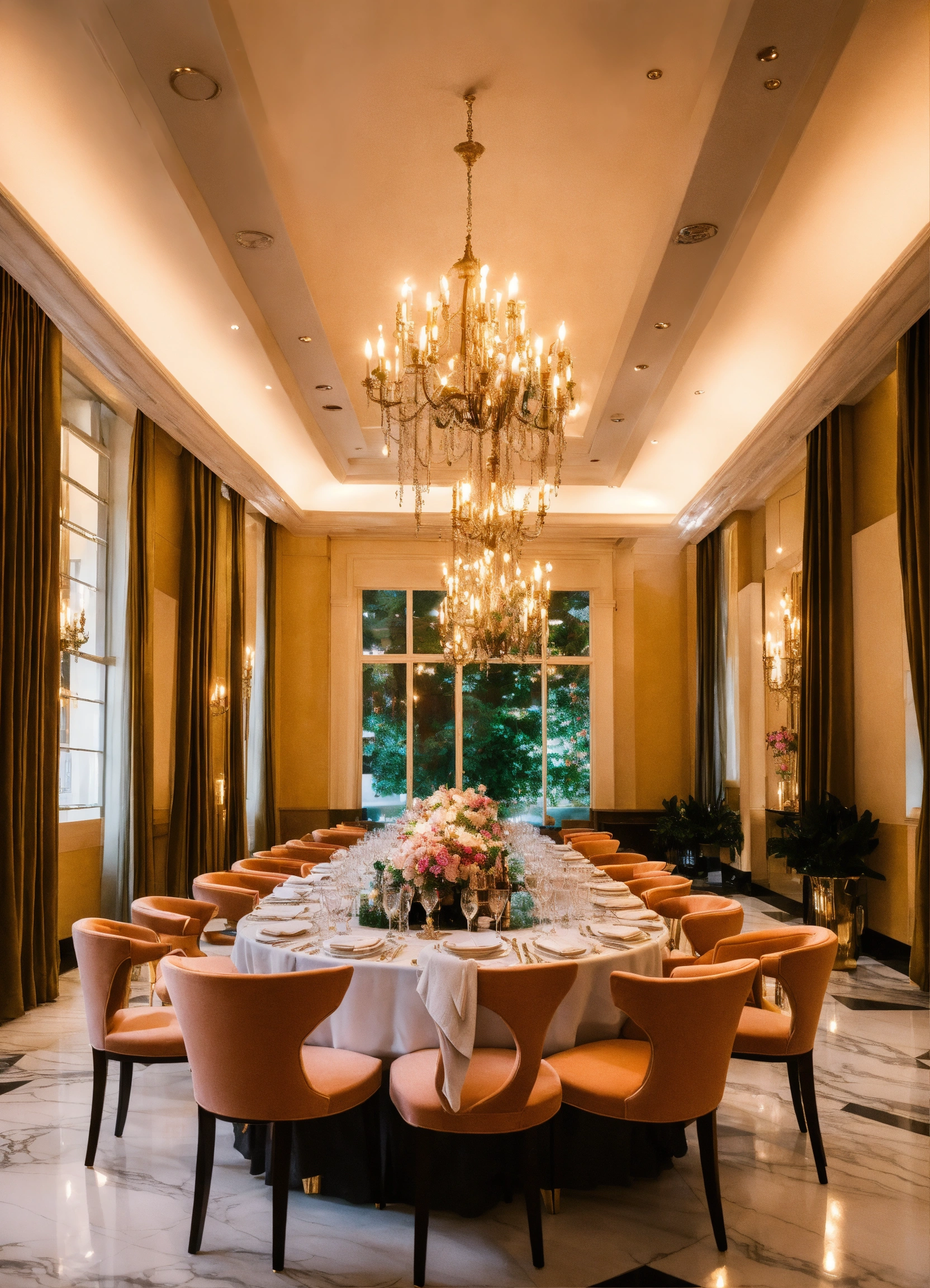 Lexica - Large upscale resturant, elegant dinner tables with whimisical ...