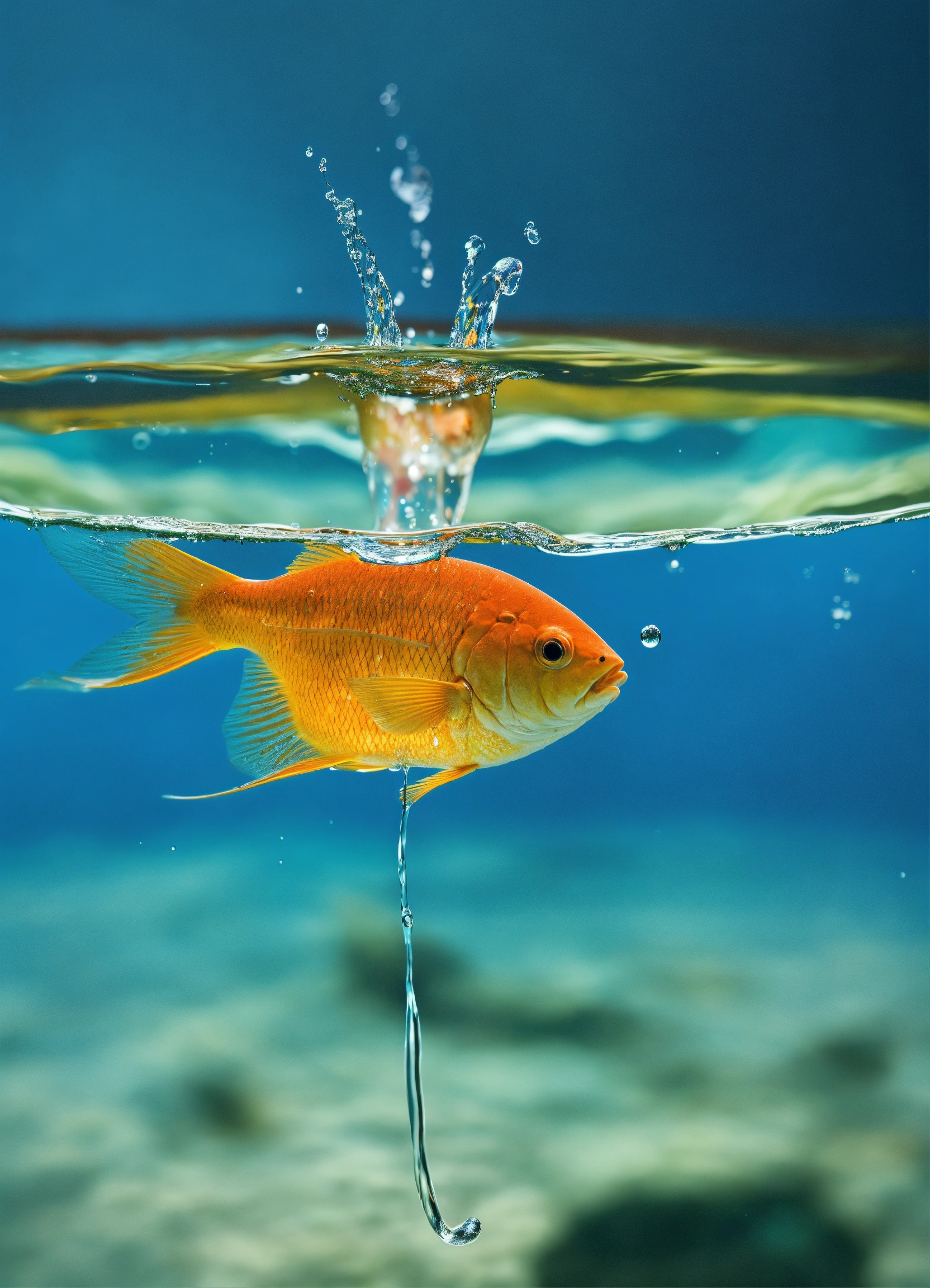 Lexica - The water drop falls below the water surface, it morphs into a ...