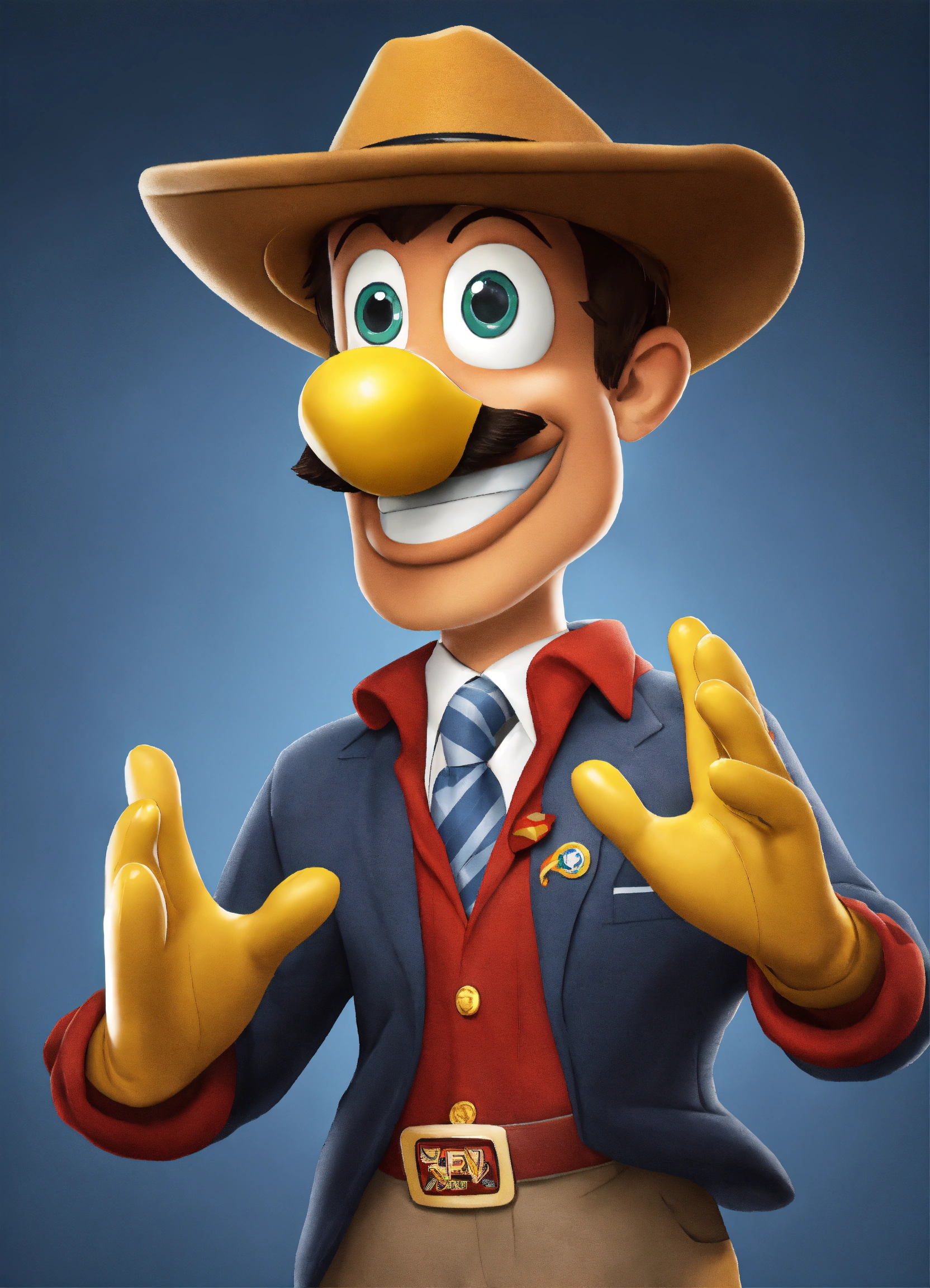 Lexica - Ey-ron mascot cartoon with hands and face feature