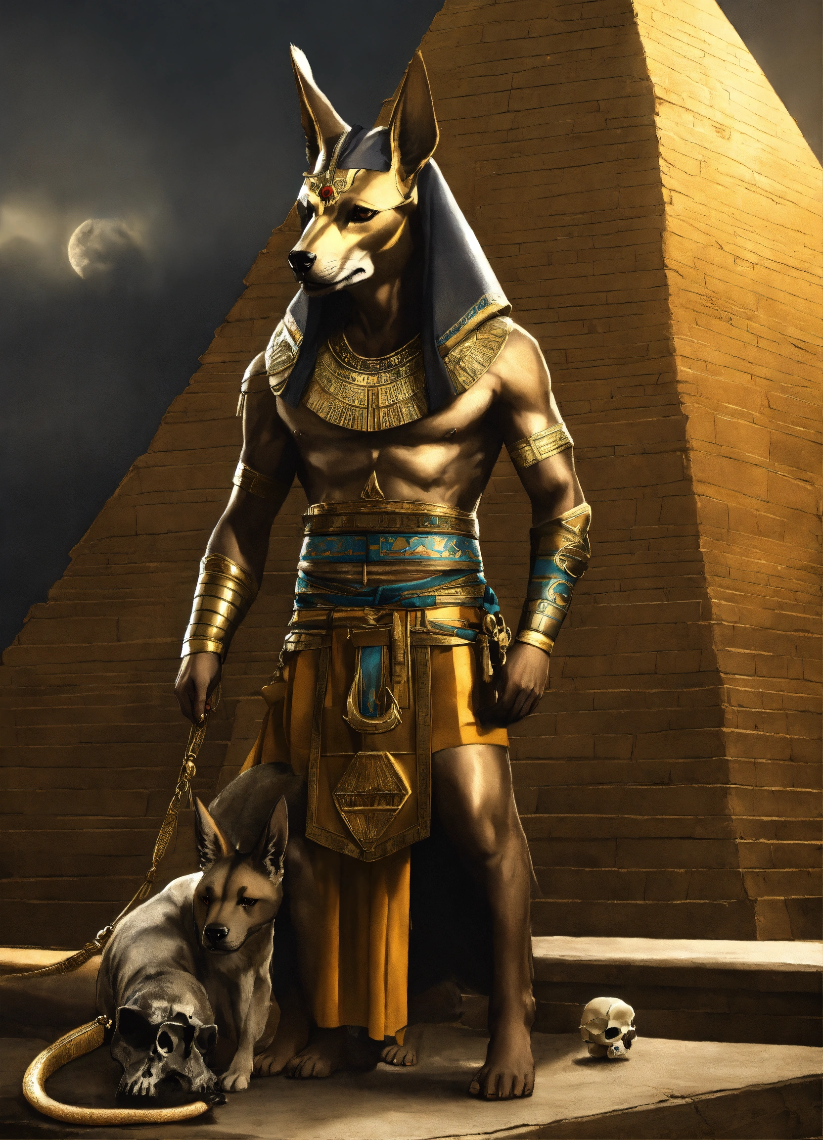 Lexica - Photorealistic Anubis with a dog's head looking to the side in ...