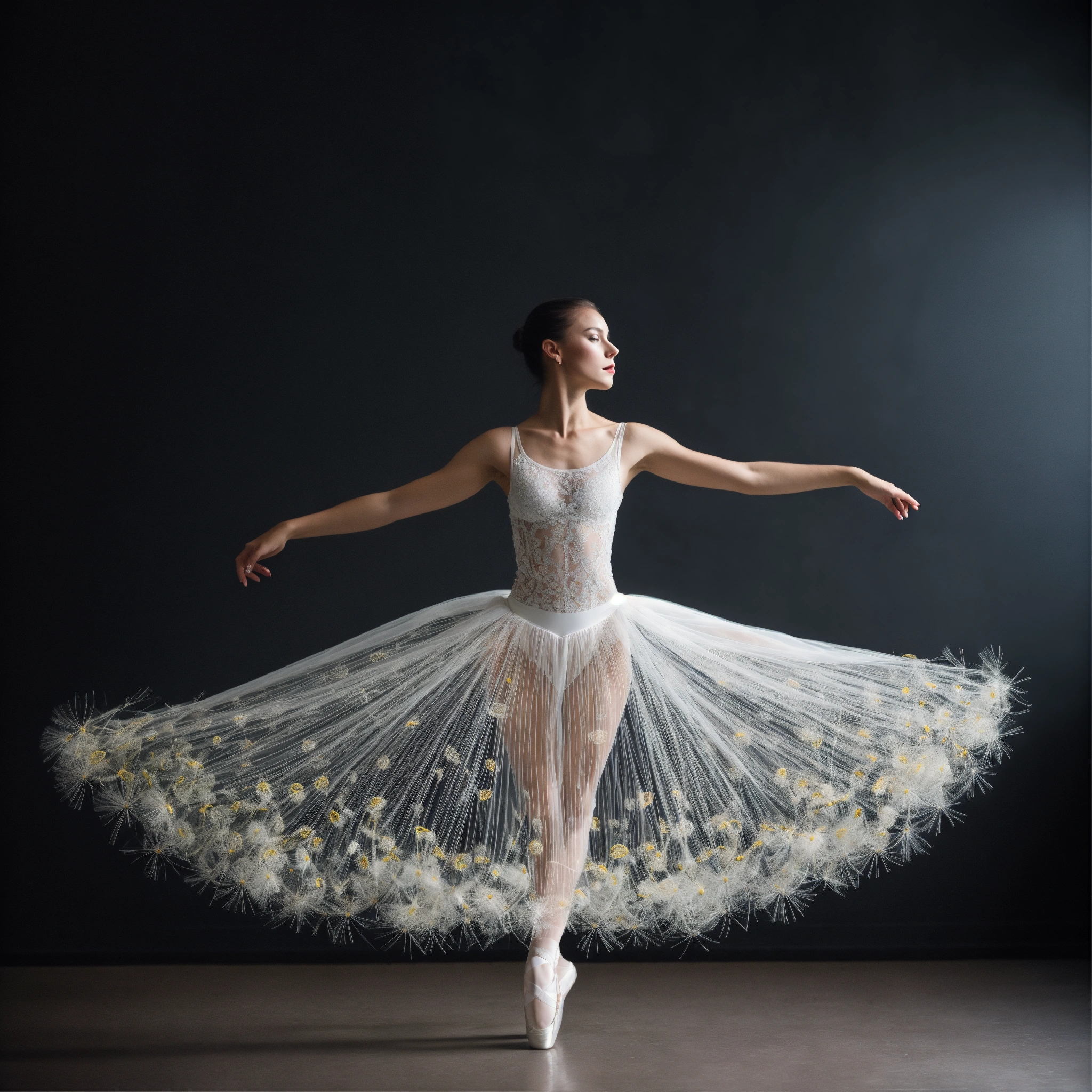 Lexica - A person dressed in a dandelion ballet skirt, in the style of ...