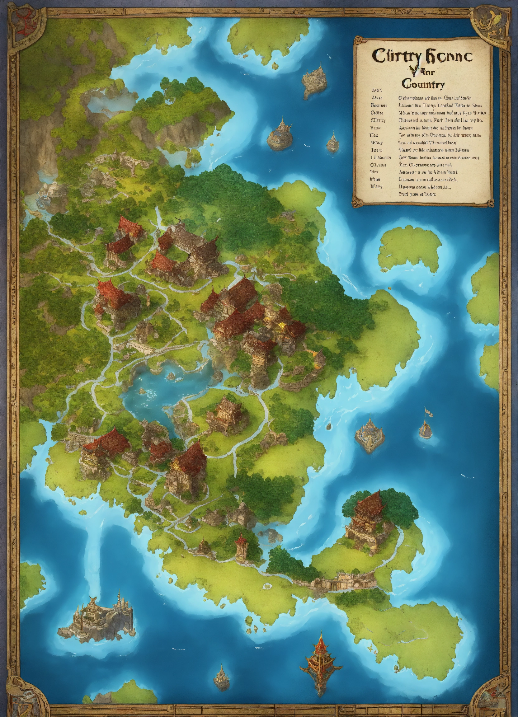 Lexica - An illustrated fantasy country map for tabletop game, city ...