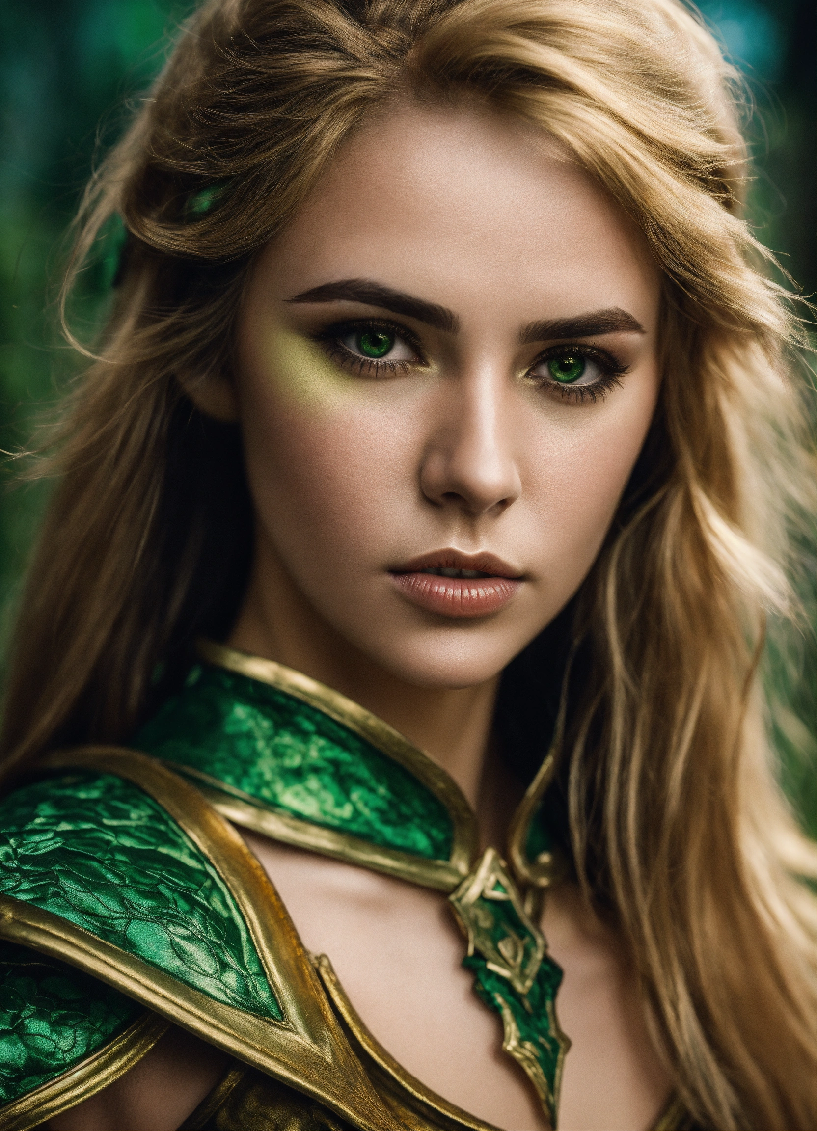 Lexica - Photo quality portrait of a female elf ranger with golden hair ...