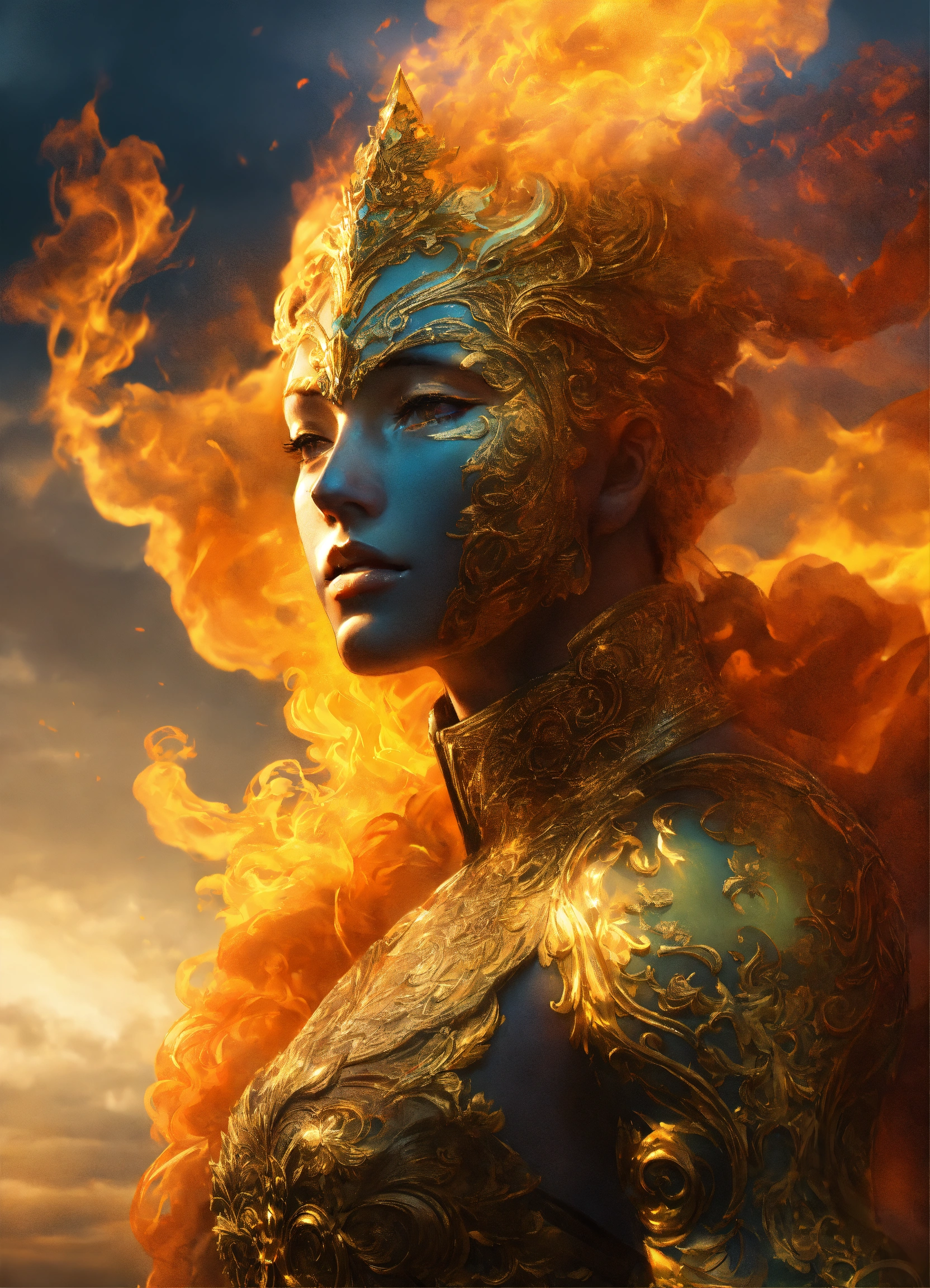 Lexica - Fiery billowing smoke shaped like a human, that is the ...