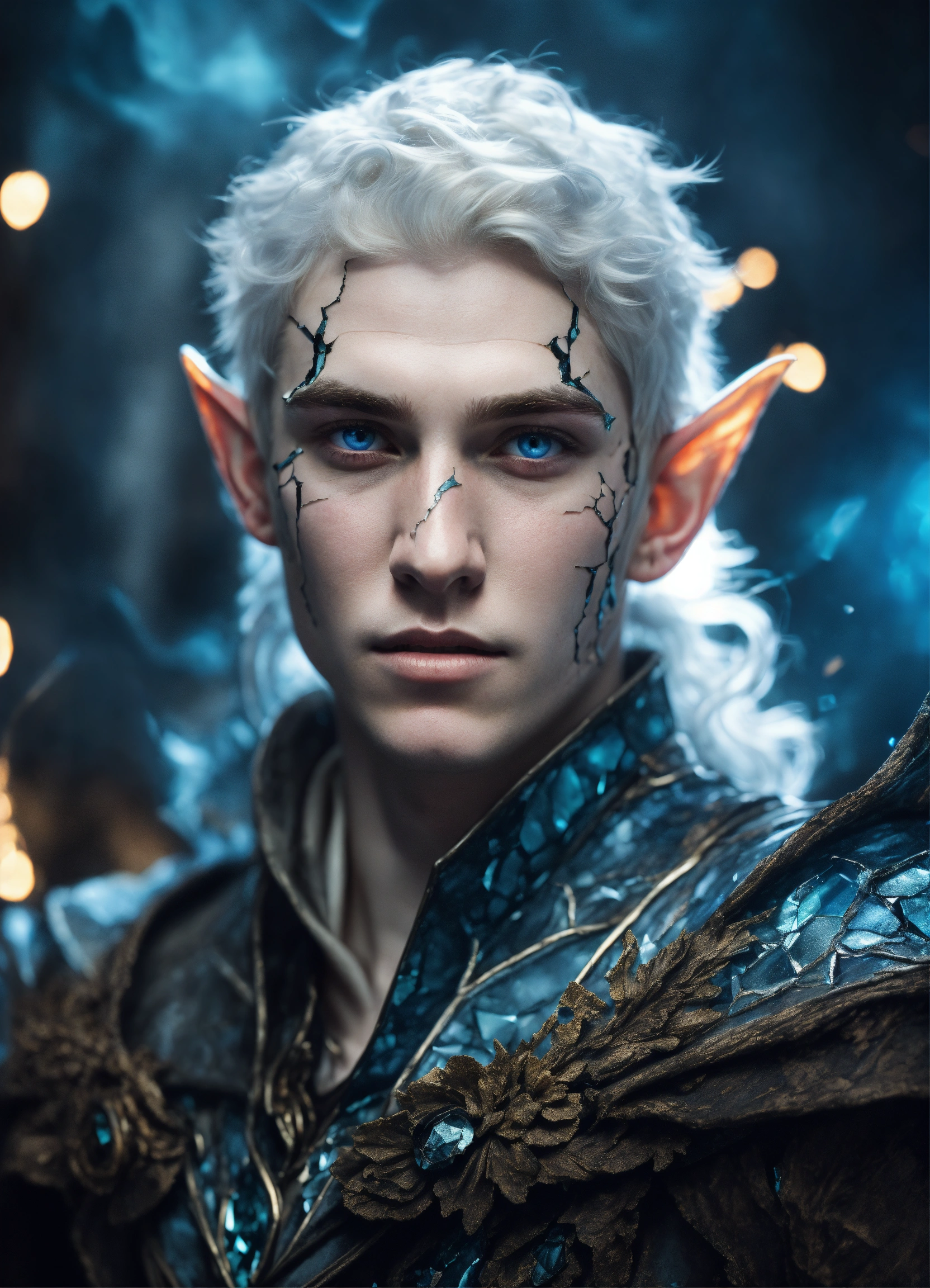 Lexica - Fantasy portrait of a sickly pale-skinned male elf sorcerer ...