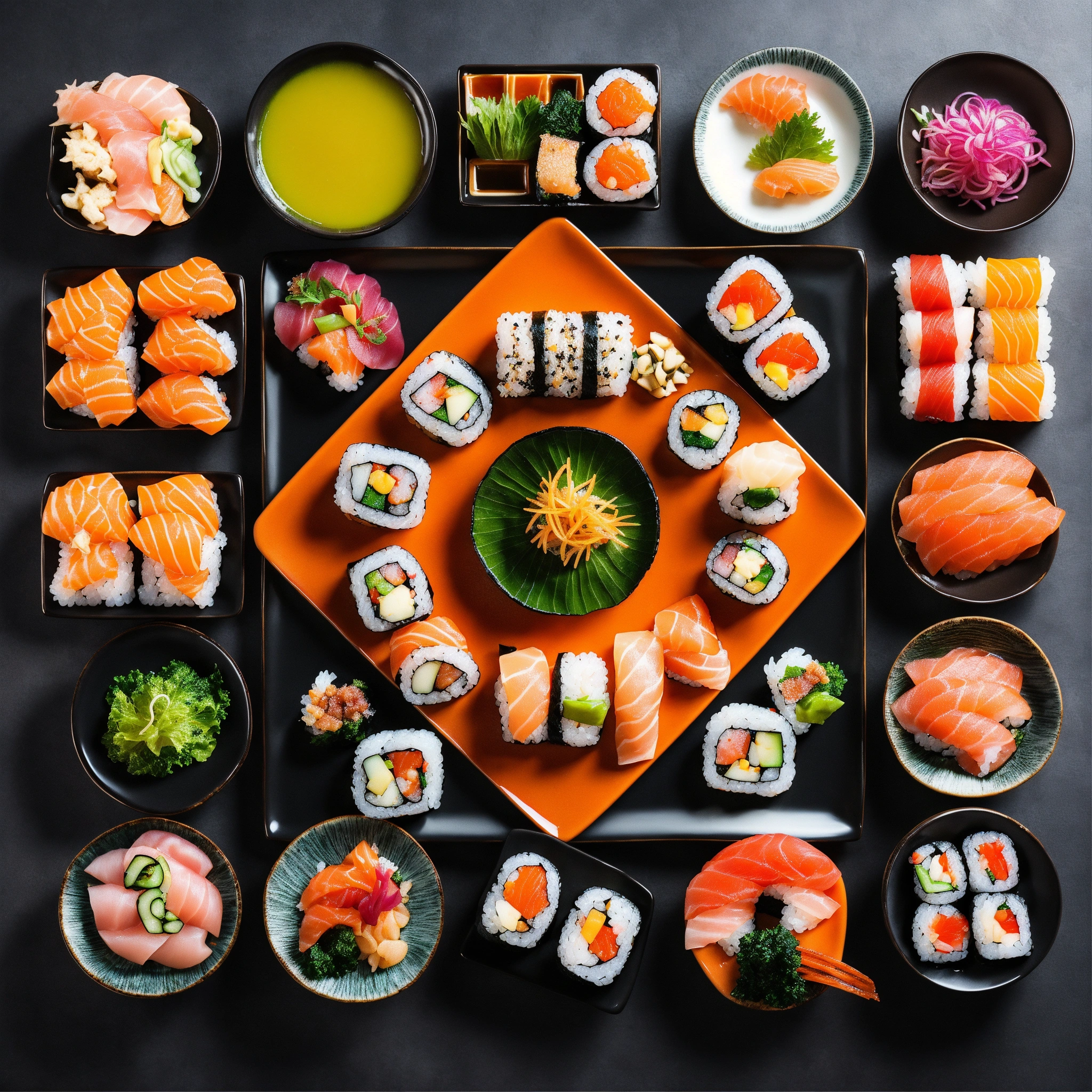 Lexica - Imagine a traditional Japanese sushi platter that's a work of ...